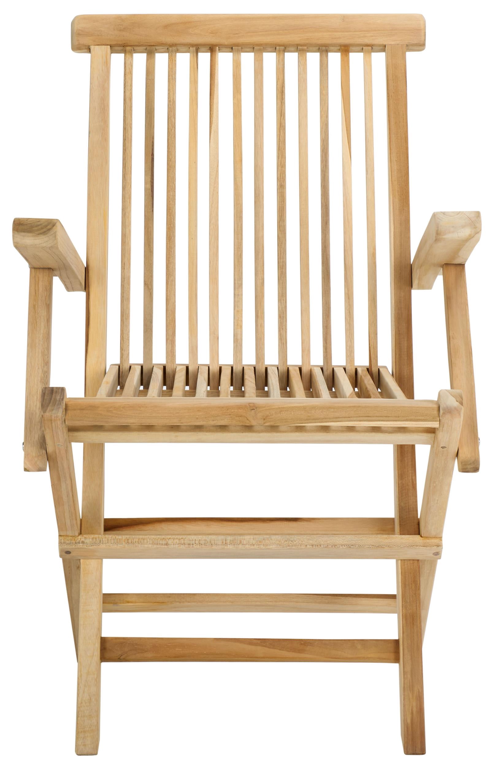 Safavieh Marcus Teak Wood and Brass Folding Arm Chair in Natural ...