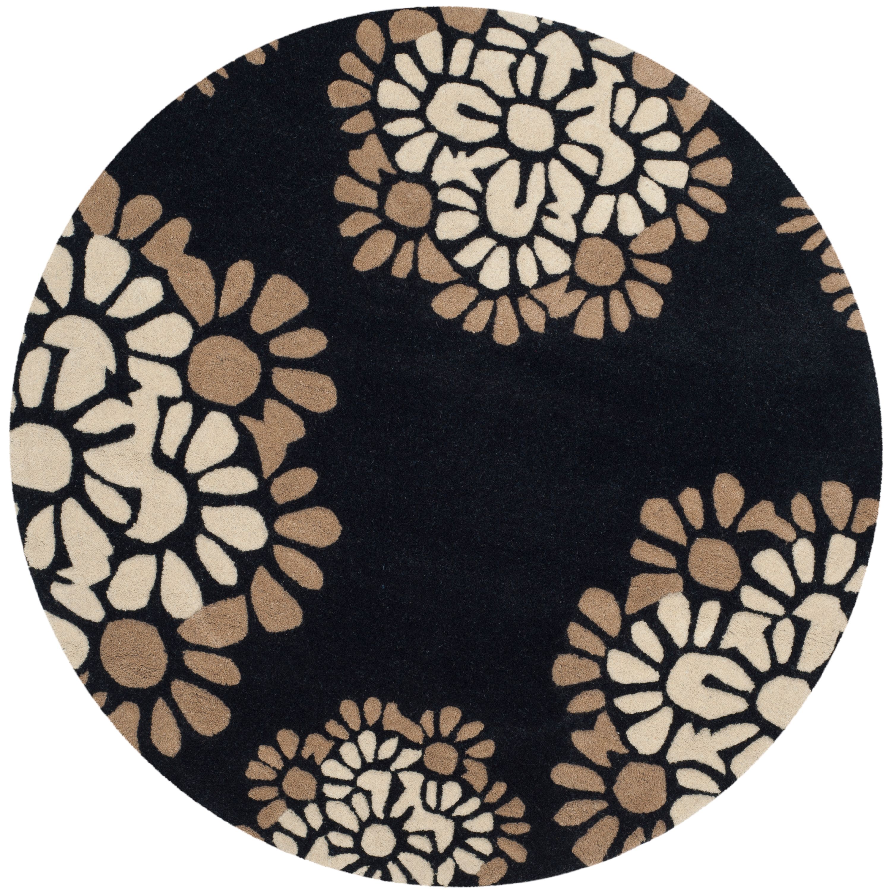 SAFAVIEH Martha Stewart Floral Circles Area Rug, Silhouette, 4' x 4 ...