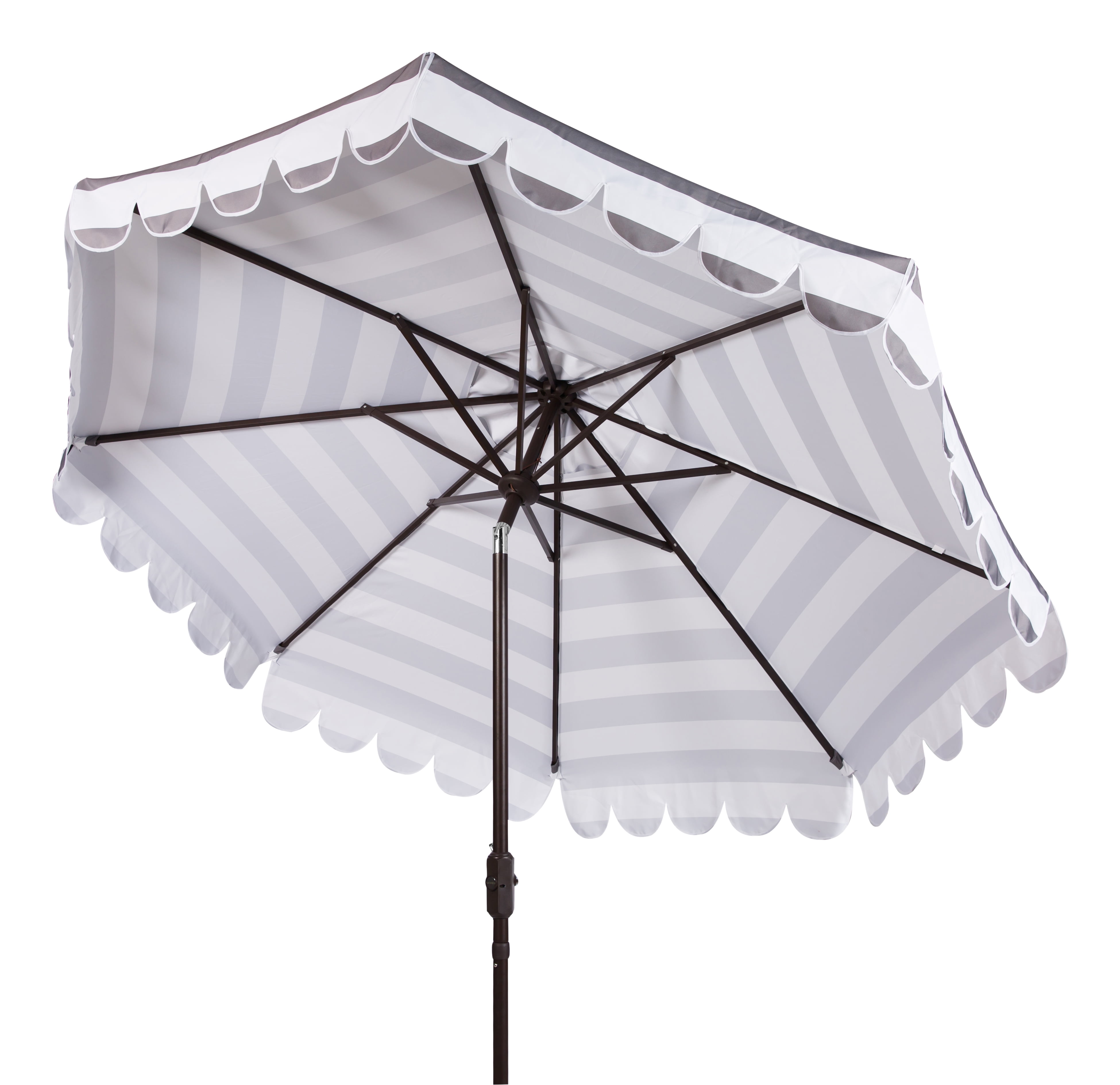Safavieh Maui 9' Market Crank Striped Tilt Patio Umbrella, Grey/White ...