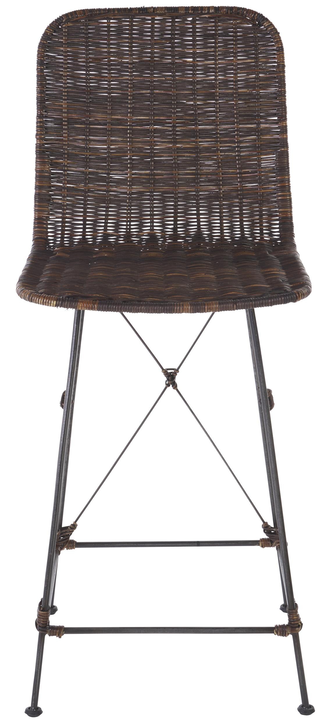 Safavieh Minerva Rattan and Iron Weaved Counter Stool in Brown / Black ...