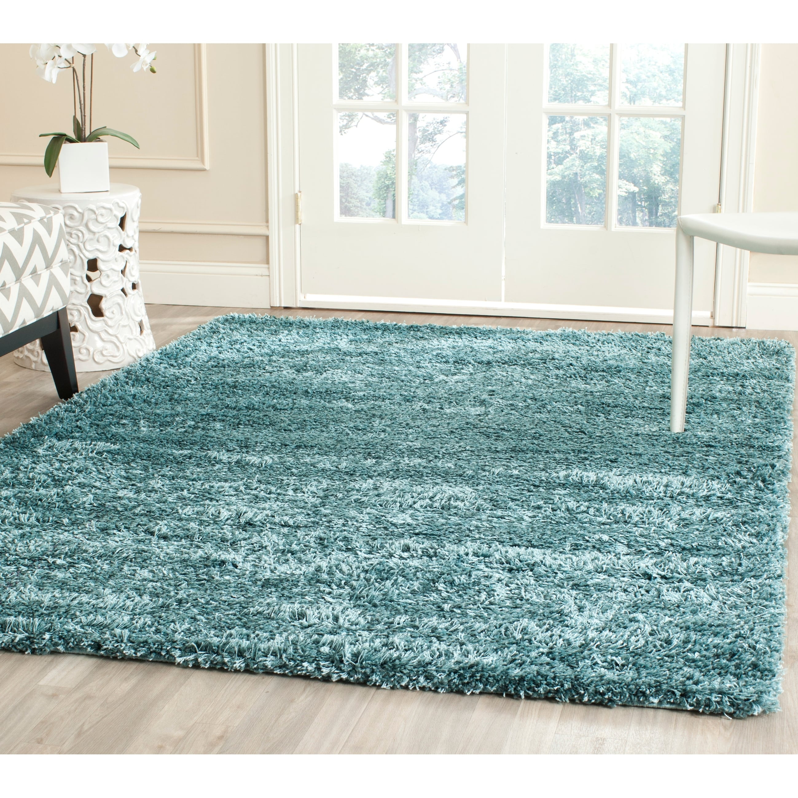 Safavieh New York Shag Ruslana 1.2-inch Thick Rug Turquoise/Turquoise 6 ...