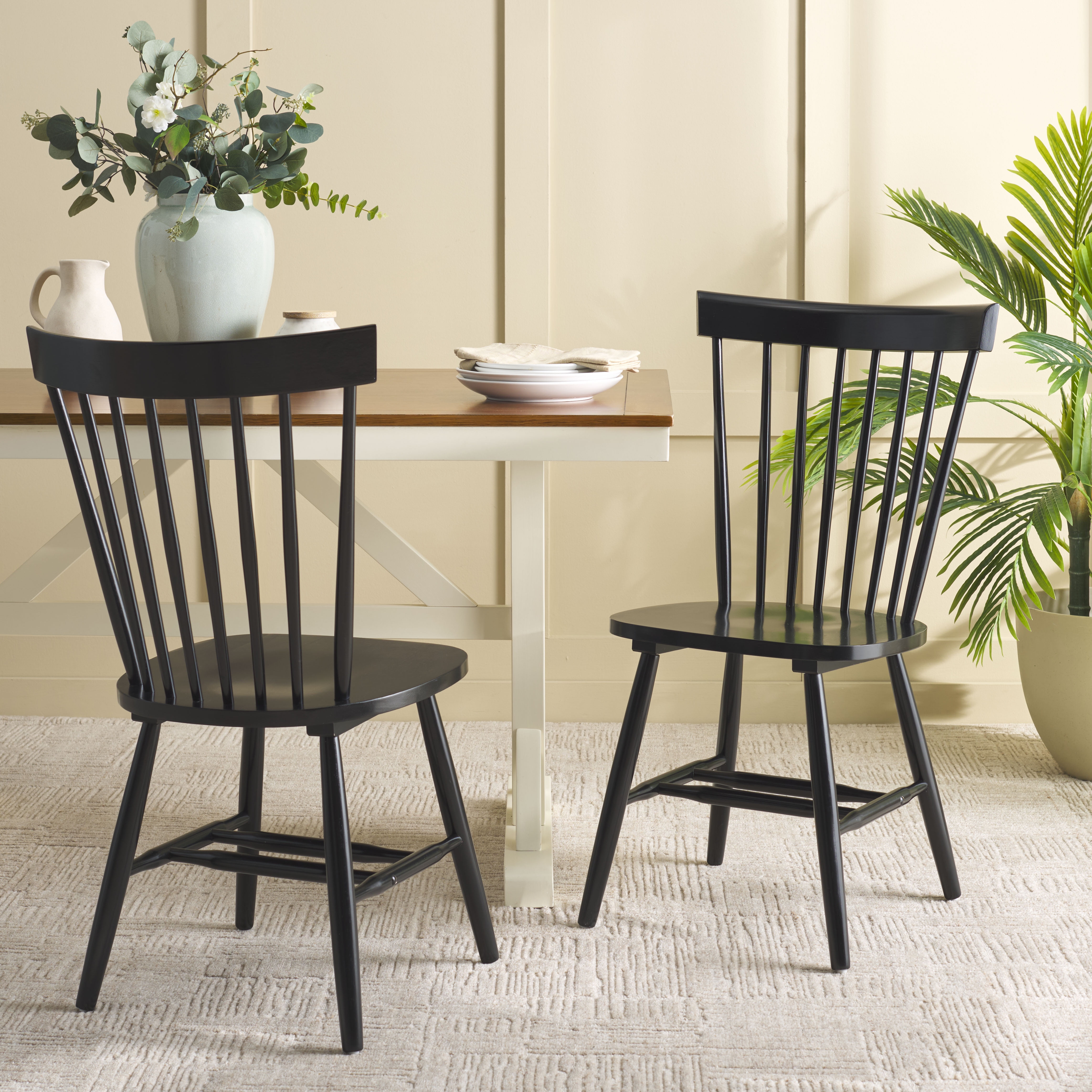 Safavieh Novalyn Mid-Century Wood Dining Side Chairs, Black (Set of 2) - Walmart.com