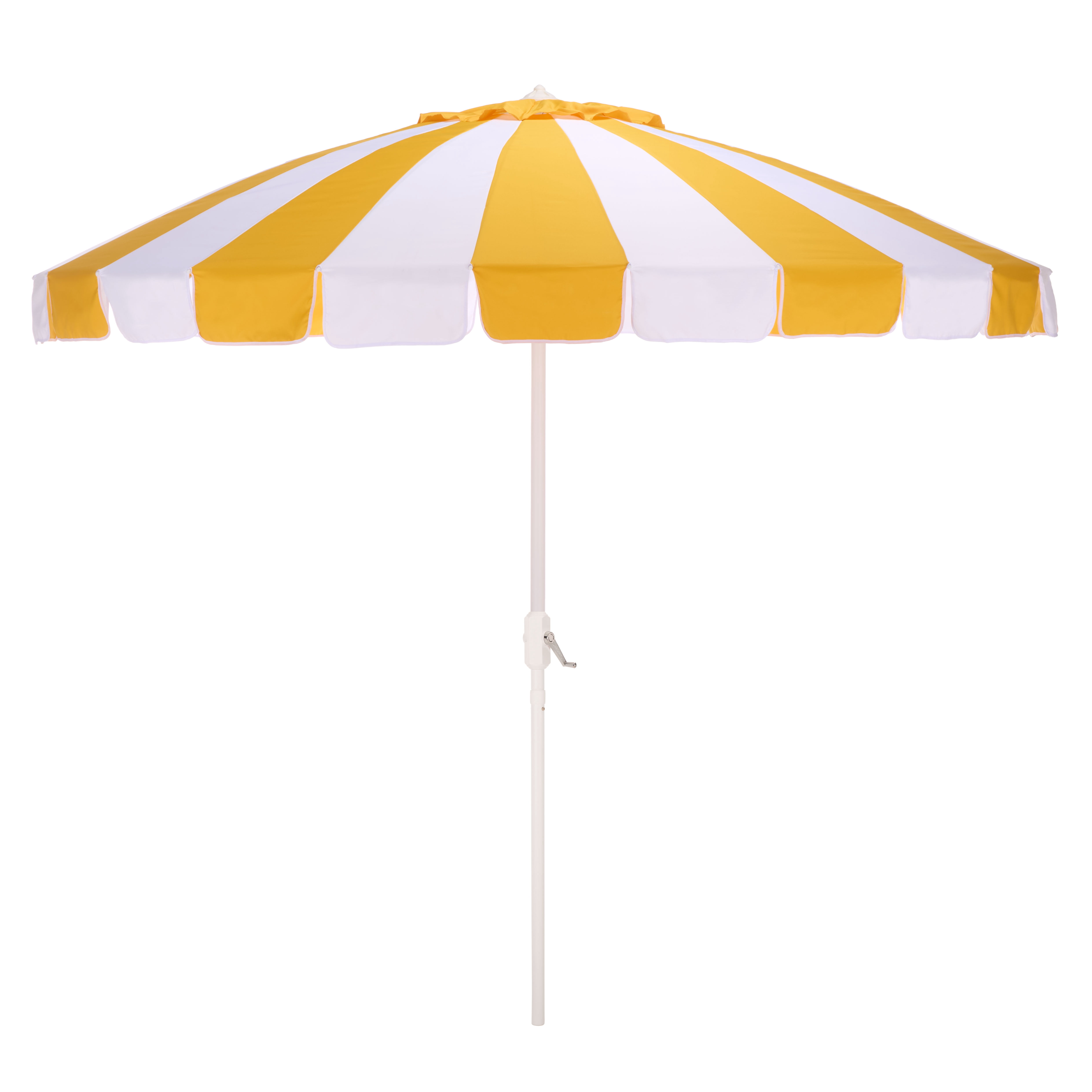 Safavieh Outdoor Buti 9ft Crank Umbrella, Yellow Stripe/White - Walmart.com