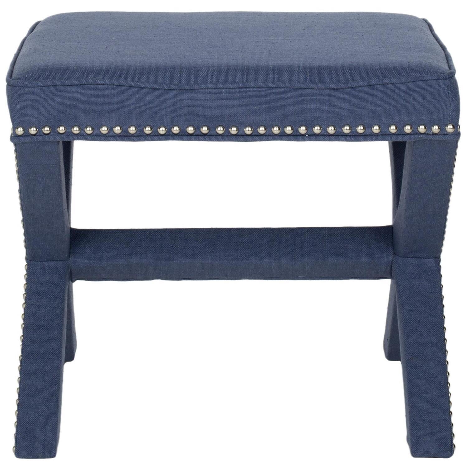 Safavieh Palmer Navy Viscose Blend Ottoman - Walmart.com
