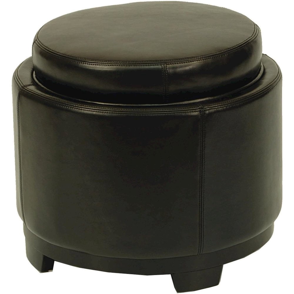 Safavieh ROUND STORAGE TRAY OTTOMAN, HUD4045B - Walmart.com