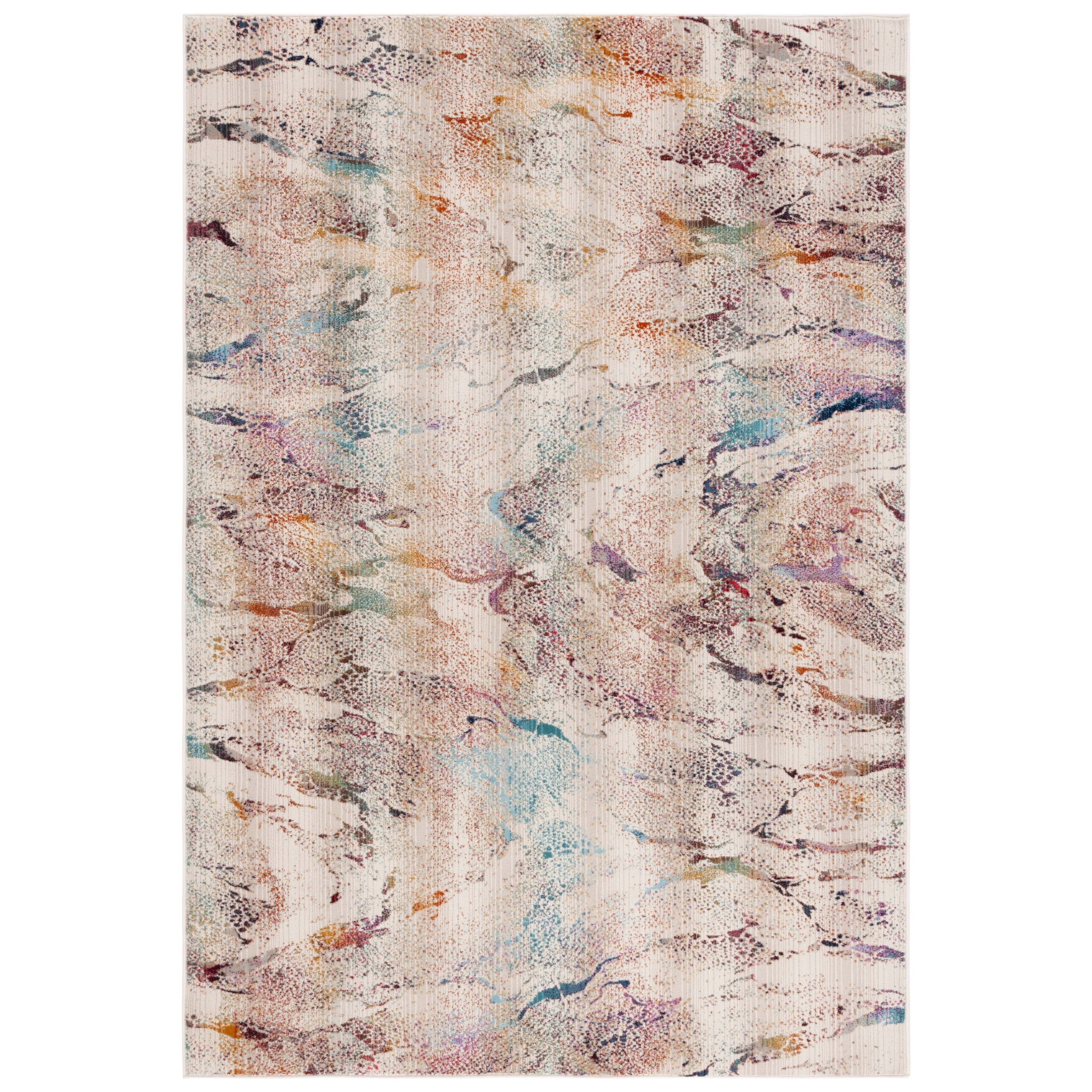 SAFAVIEH Rainbow Valentina Abstract Indoor/Outdoor Area Rug, Ivory/Blue ...