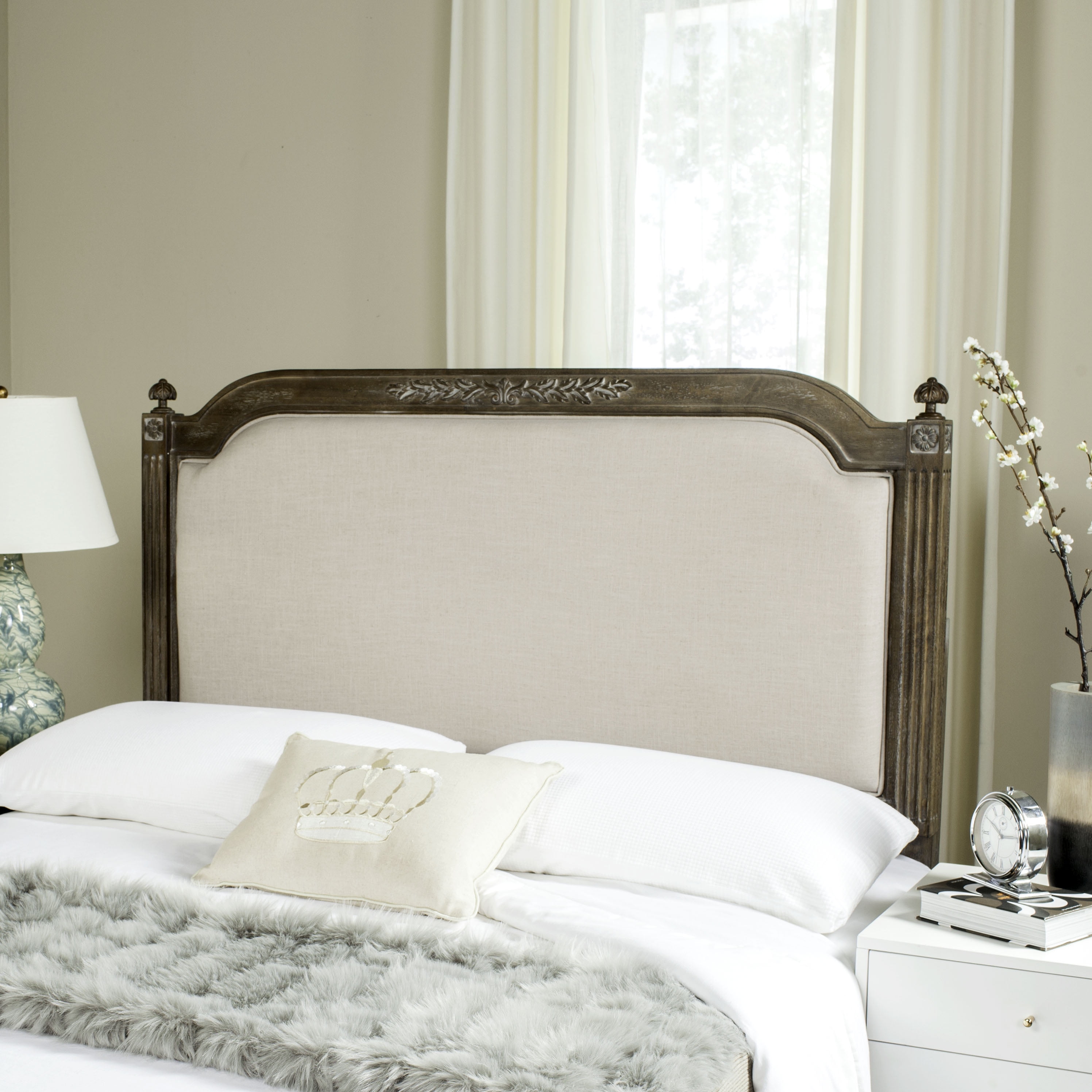Safavieh Rustic Wood Traditional Upholstered Headboard - Walmart.com