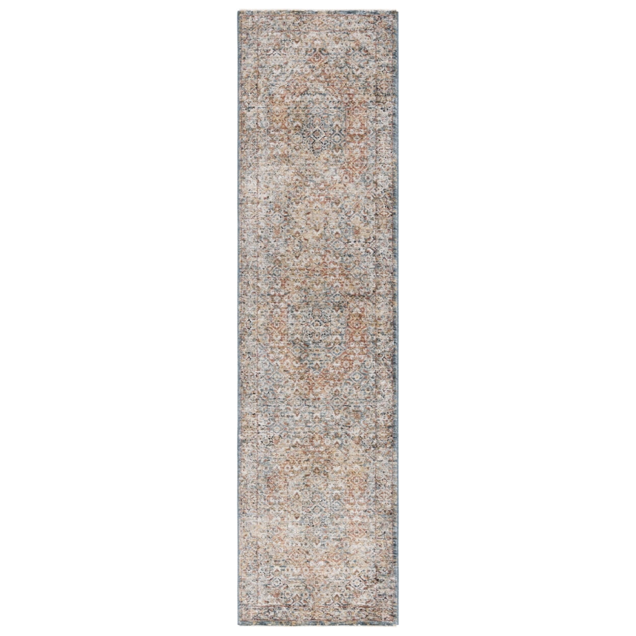 SAFAVIEH Silverado Damjana Medallion Polyester Runner Rug, Blue/Rust, 2 ...