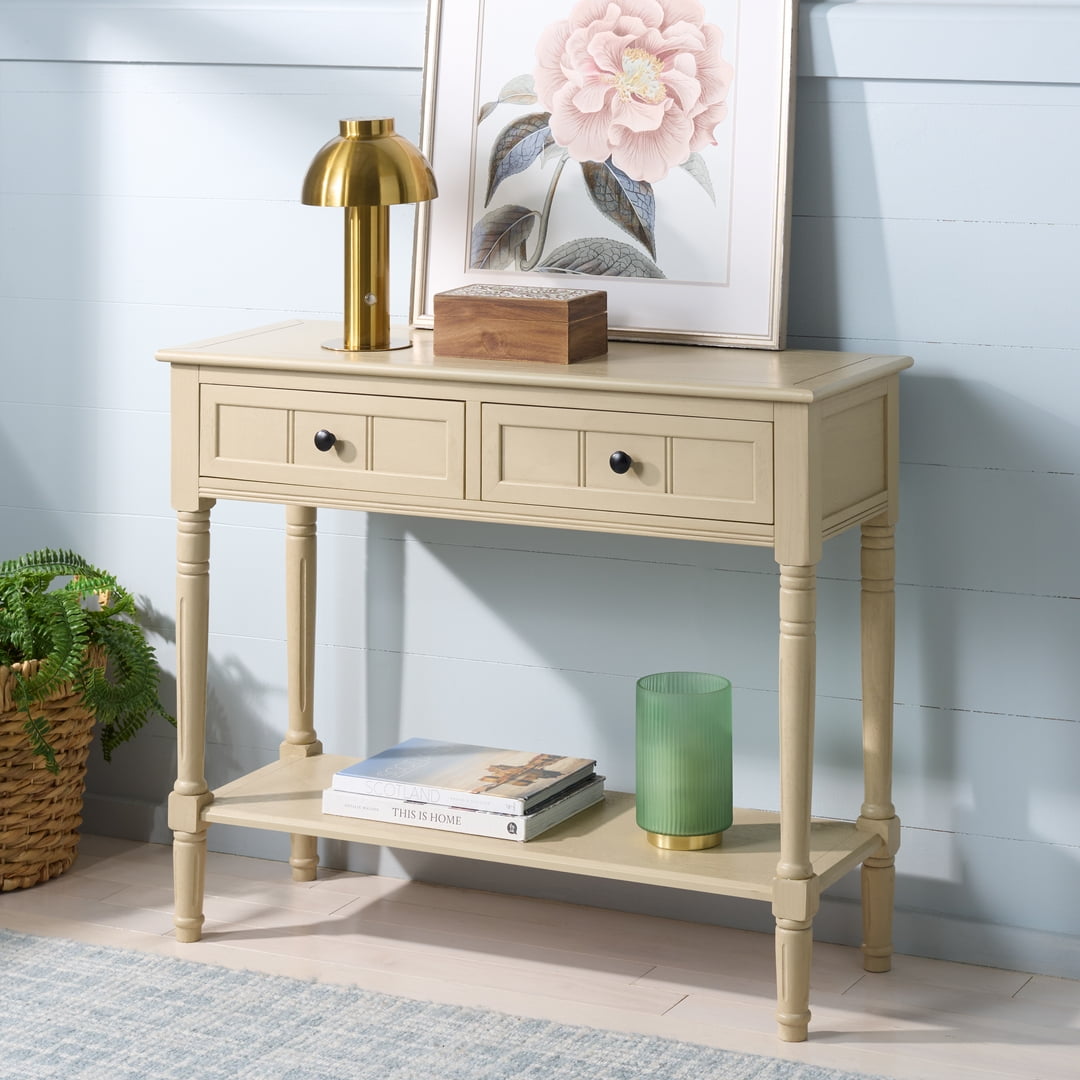 Safavieh Samantha Traditional 2 Drawer Solid Wood Console Table, Sand ...