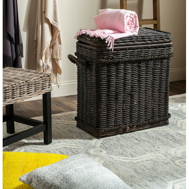 Safavieh Sidonie Tall Modern Wicker Storage Hamper with Lid and Liner ...