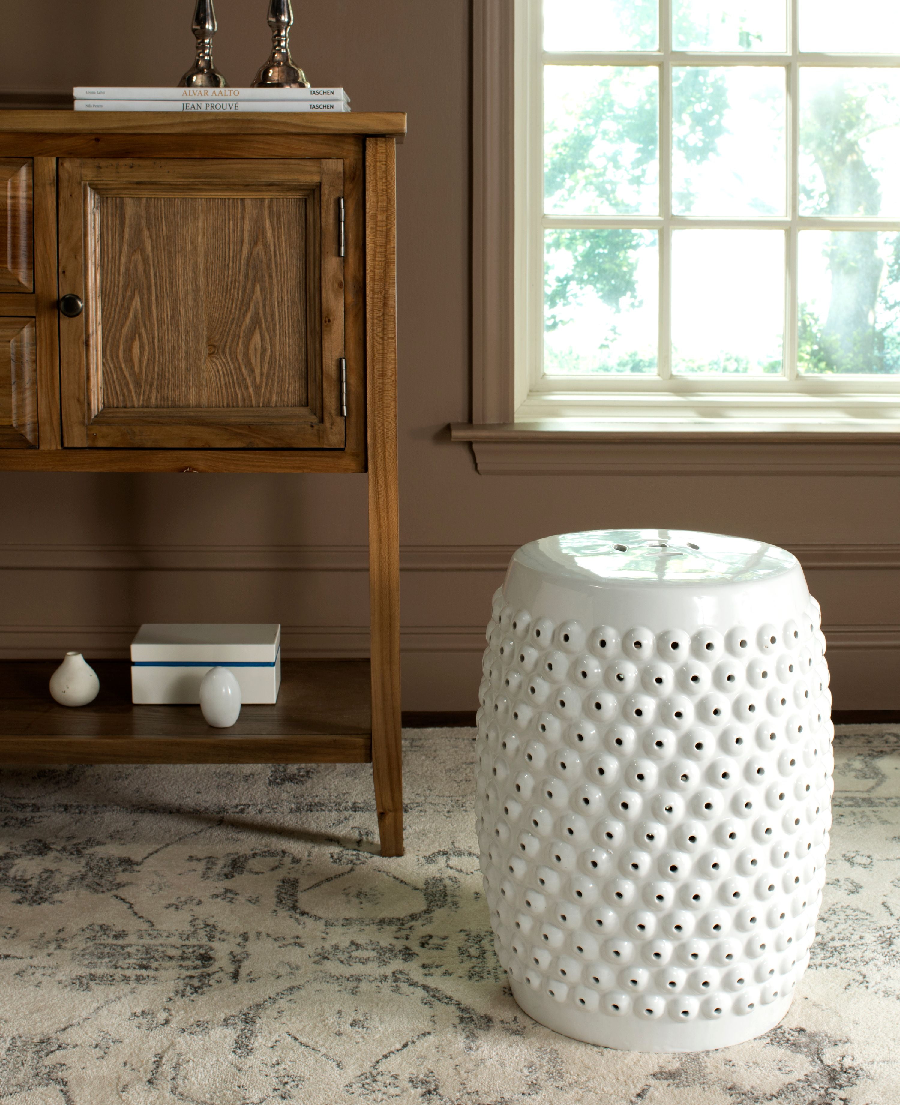 Safavieh Stella Nail Head Indoor/Outdoor Patio Stool, White - Walmart.com