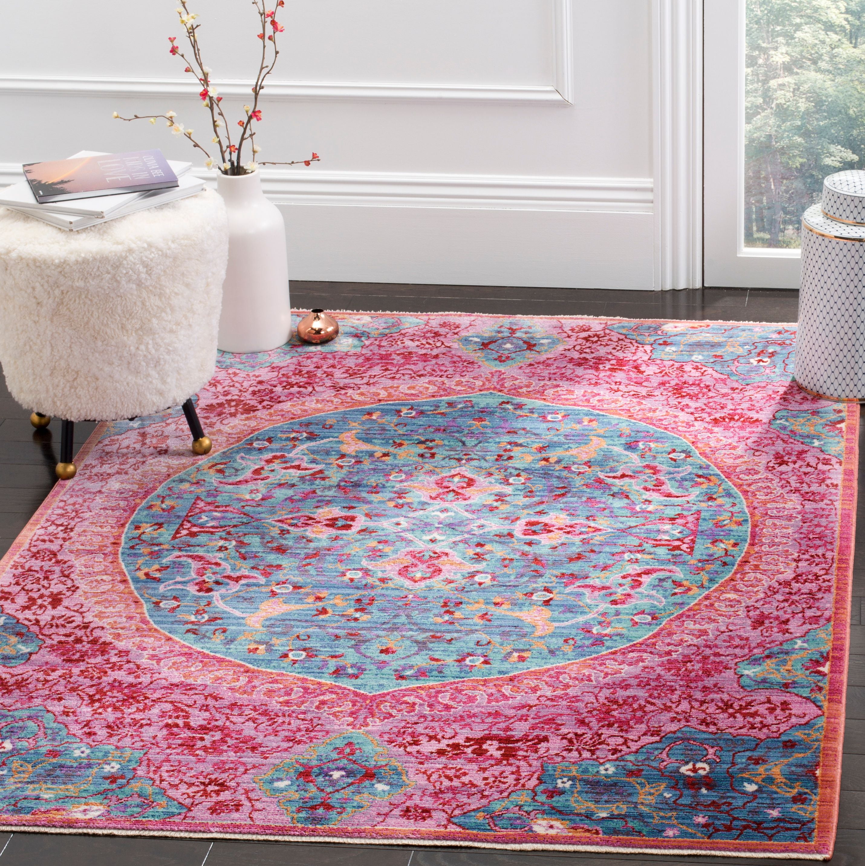 SAFAVIEH Sutton SUT401B Turquoise / Fuchsia Rug - Walmart.com