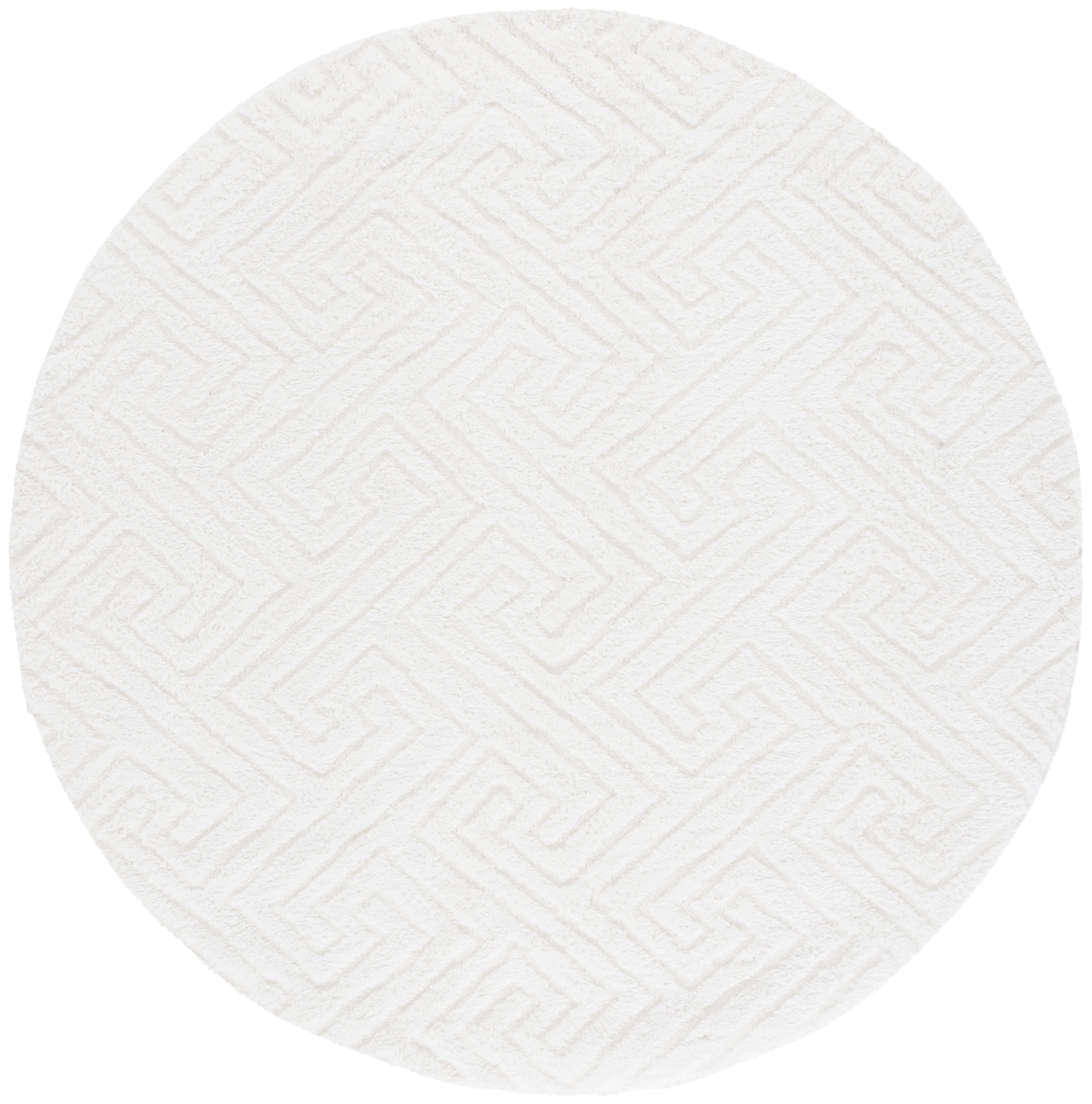 SAFAVIEH Tahoe Ainsley Geometric Shag Area Rug, White, 6'7" x 6'7 ...
