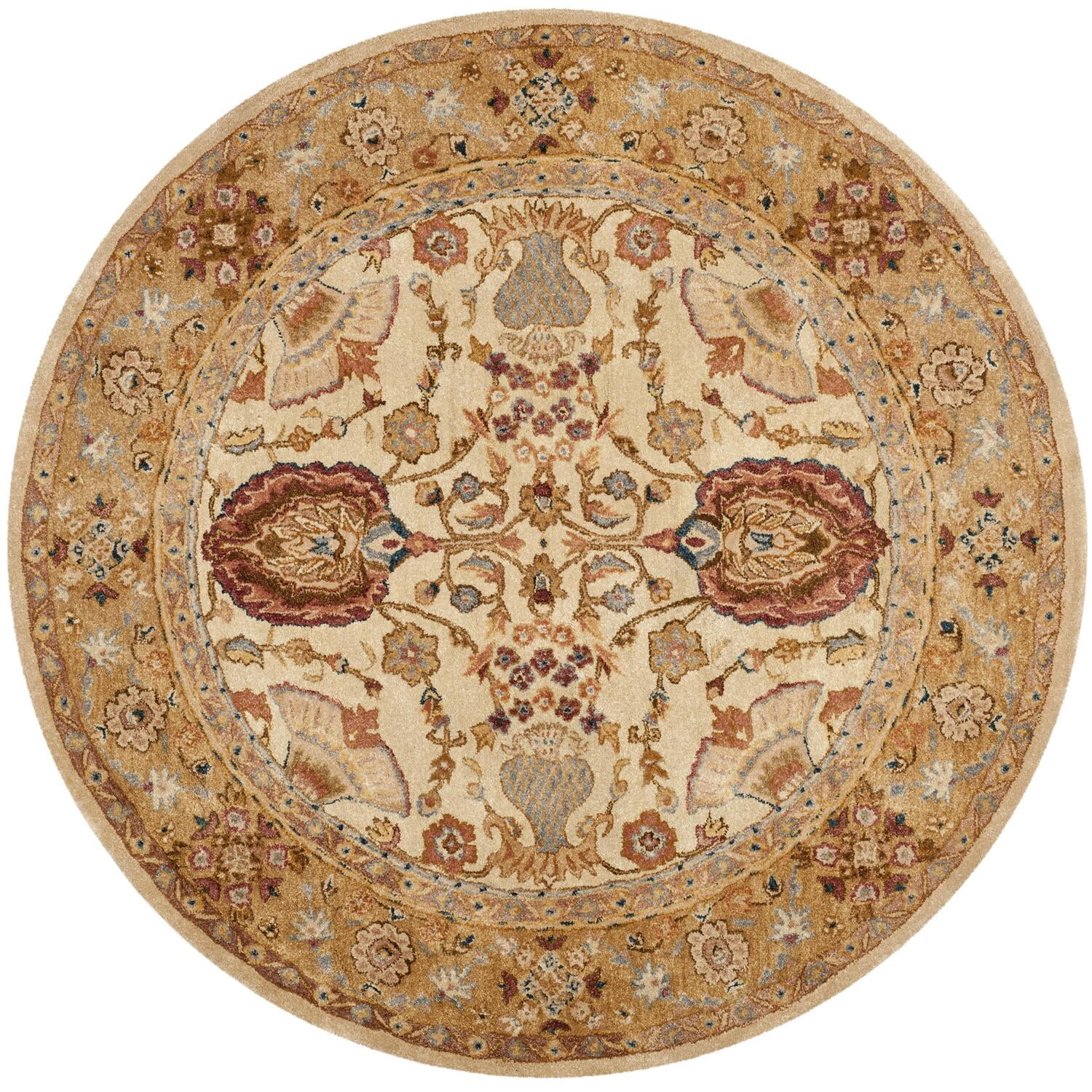 Traditional Rug - Taj Mahal Wool Pile -Ivory/Taupe-Color:Ivory/Taupe ...