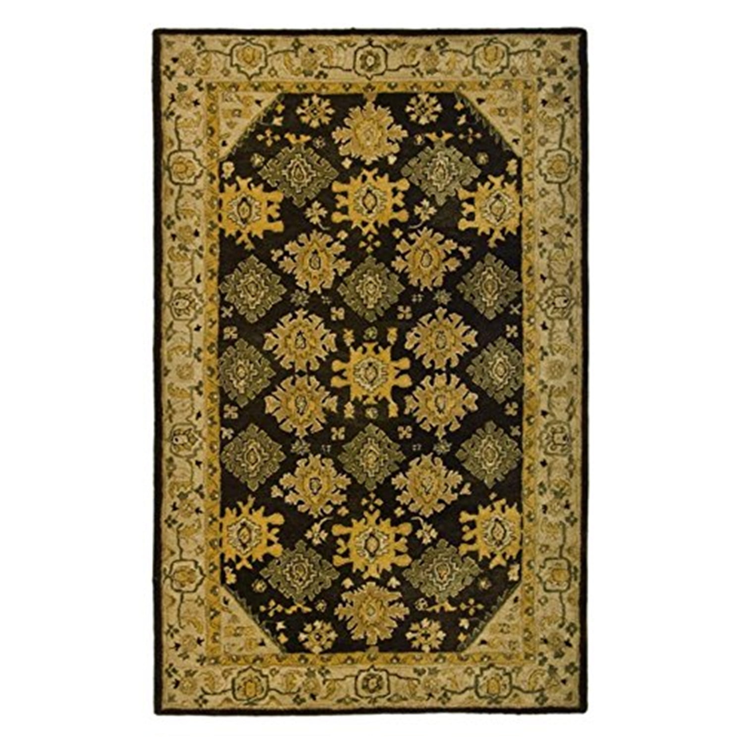 Traditional Rug - Taj Mahal Wool Pile -Brown/Ivory-Color:Brown/Ivory ...