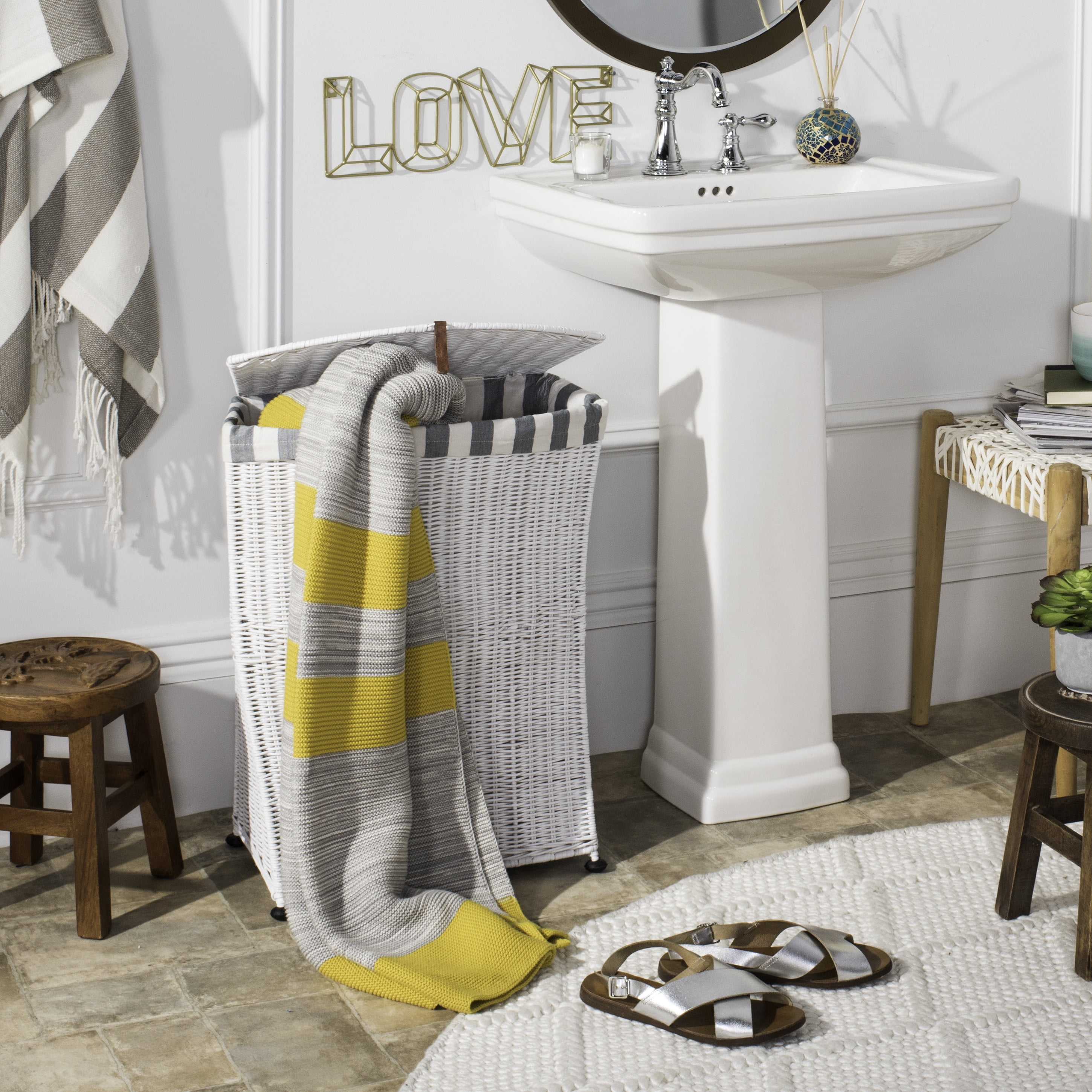 Safavieh Trotter Nautical Rattan Hamper Laundry Basket - Walmart.com