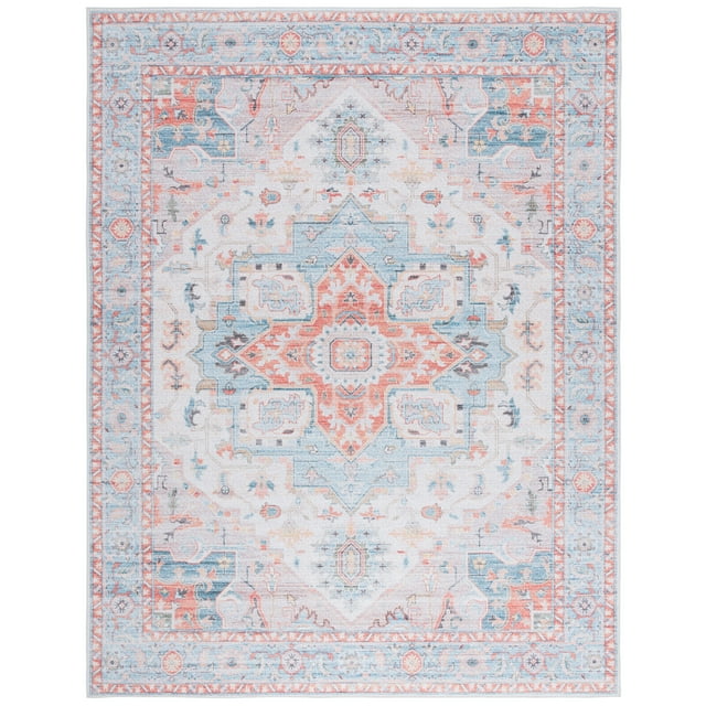 SAFAVIEH Tucson Alyx Oriental Machine Washable Area Rug, Turquoise/Rust ...