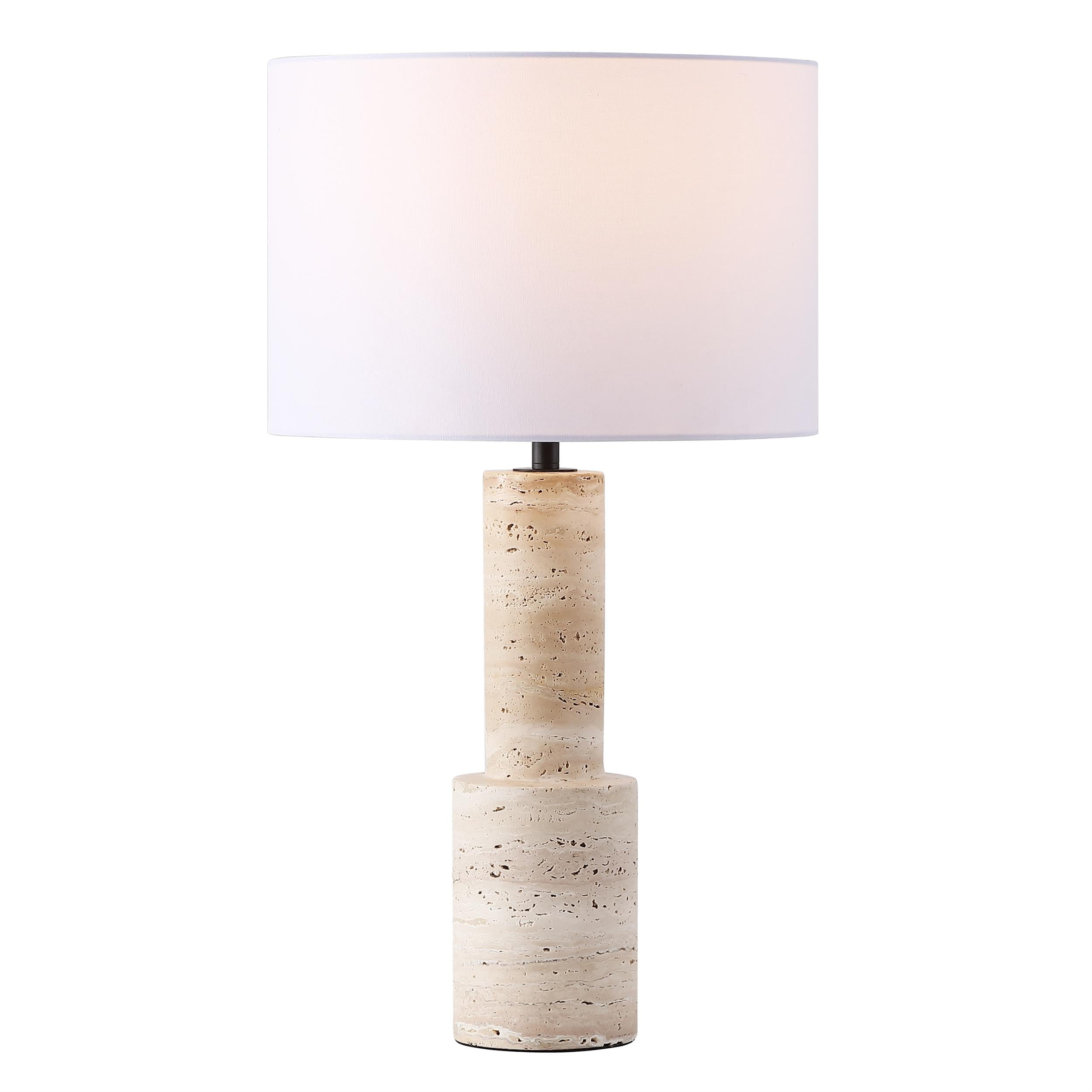 Safavieh Tywin Travertine and Iron Table Lamp in White - Walmart.com