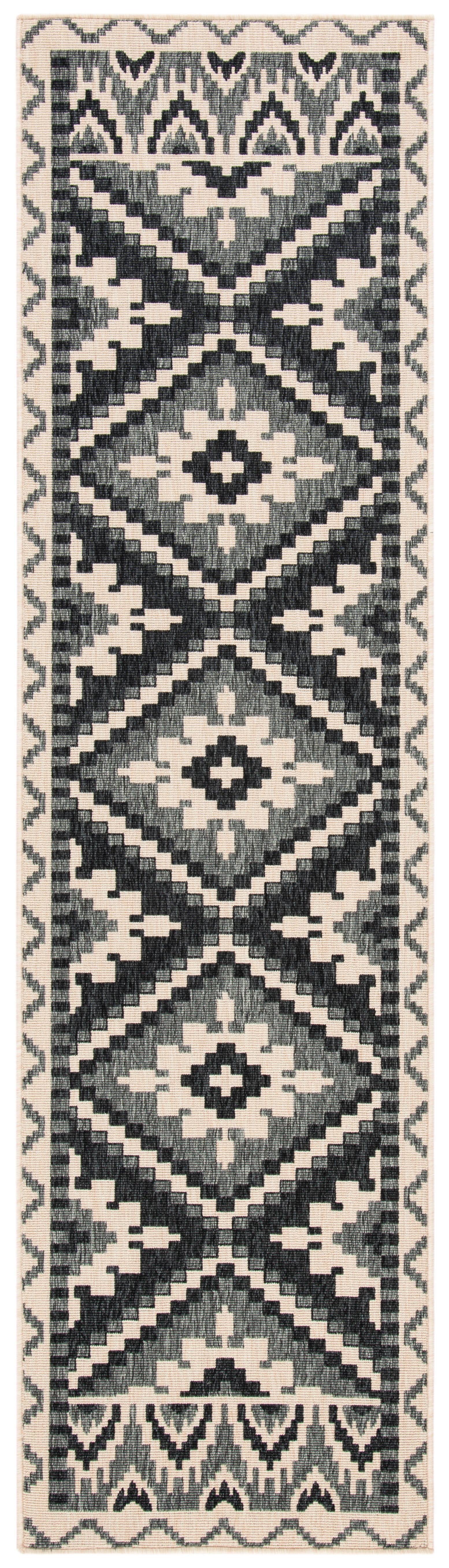 SAFAVIEH Veranda Johann Geometric Indoor/Outdoor Runner Rug, Beige/Grey ...