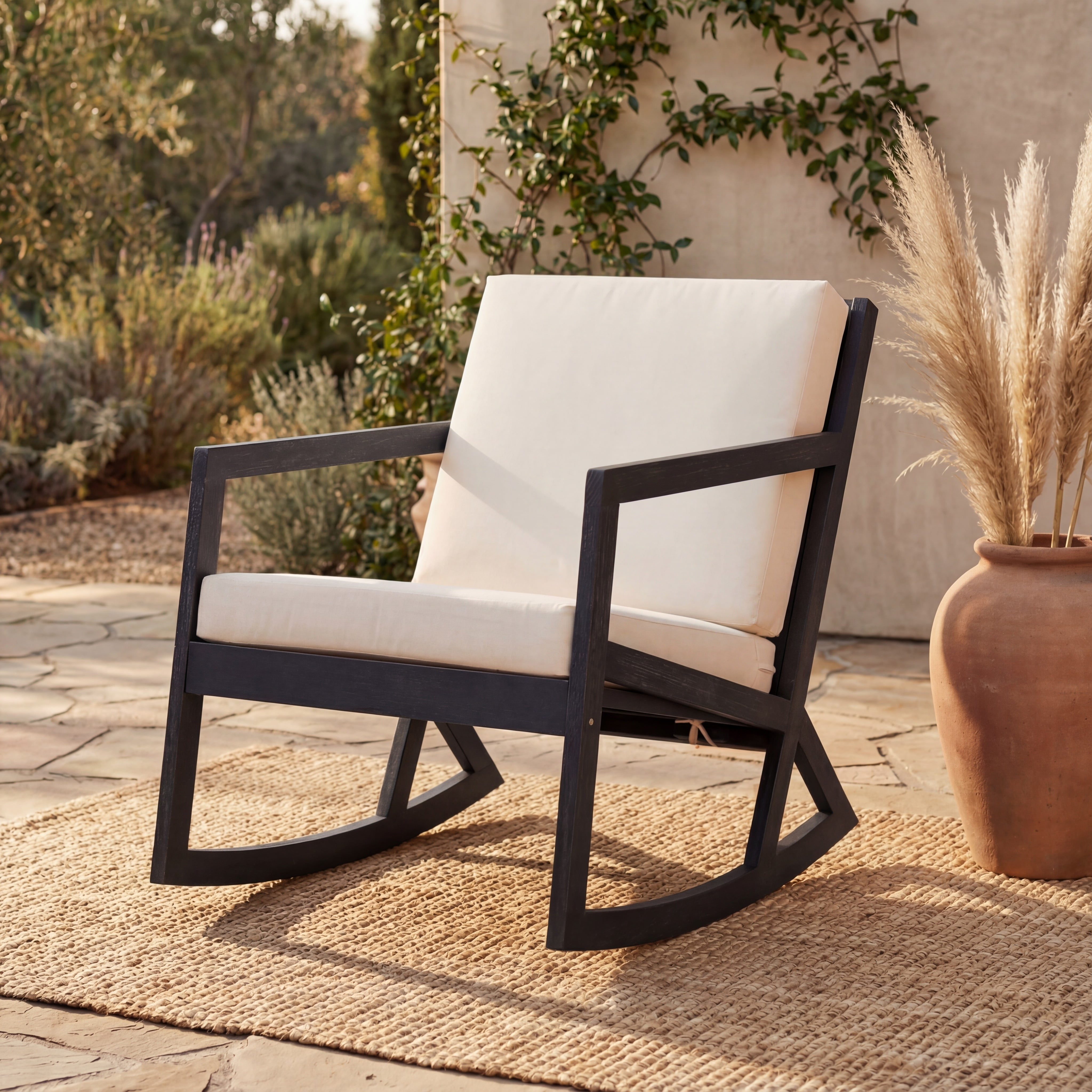 Safavieh Outdoor Wood Vernon Modern Rocking Chair with Cushion ...