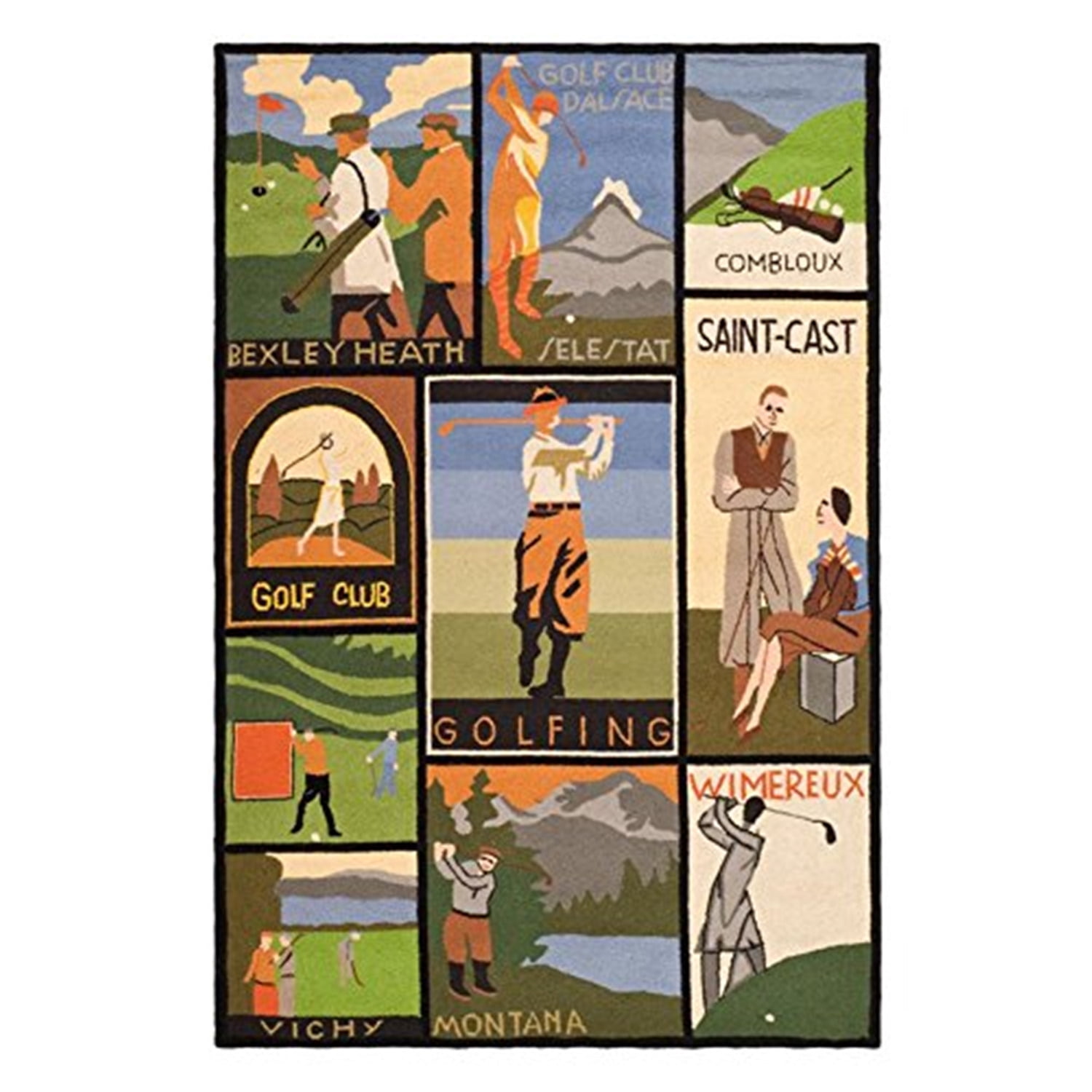 Novelty Rug - Vintage Posters Wool Pile -Assorted-Color:Assorted,Design ...