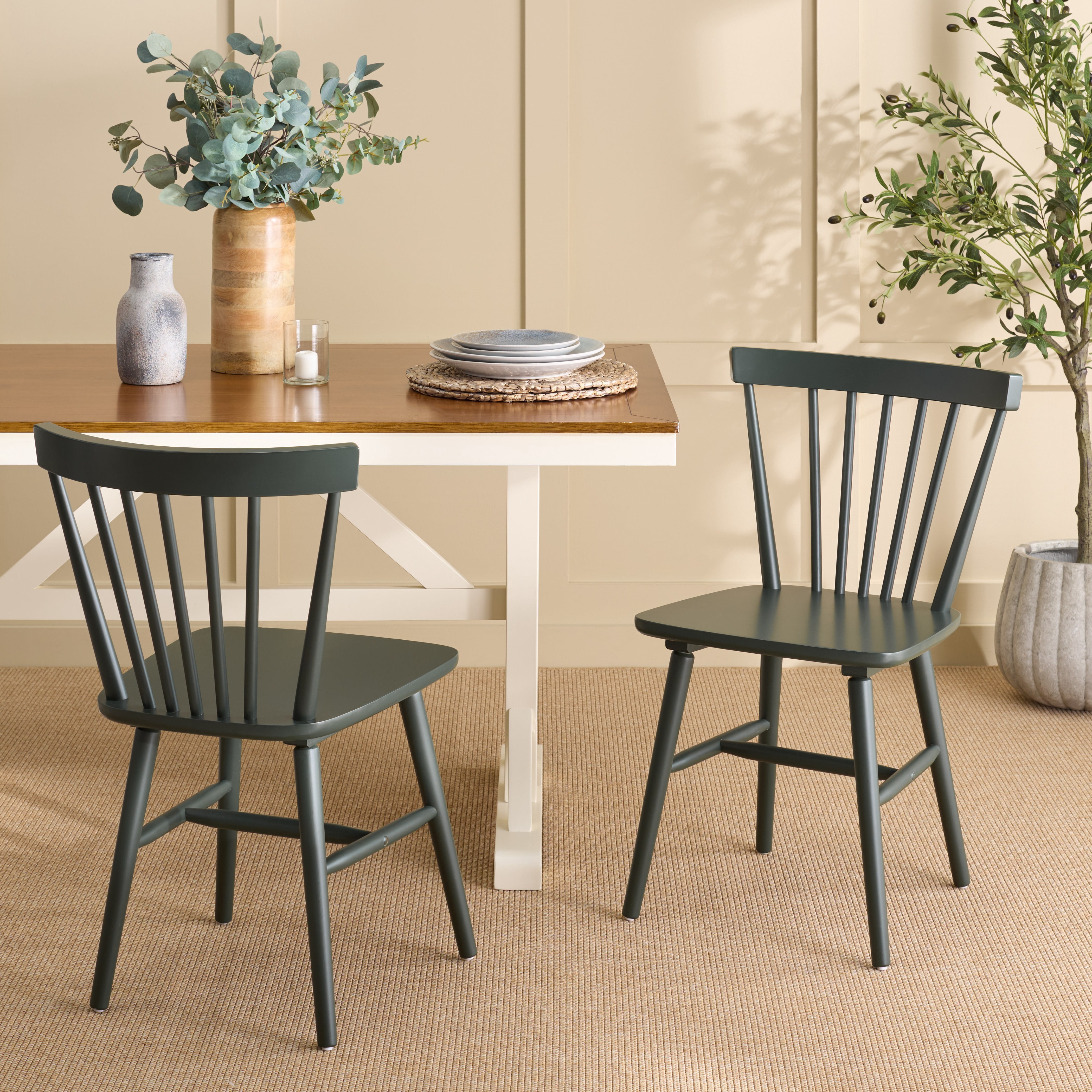 Safavieh Winona Traditional Wood Dining Side Chairs, Garden Green (Set ...