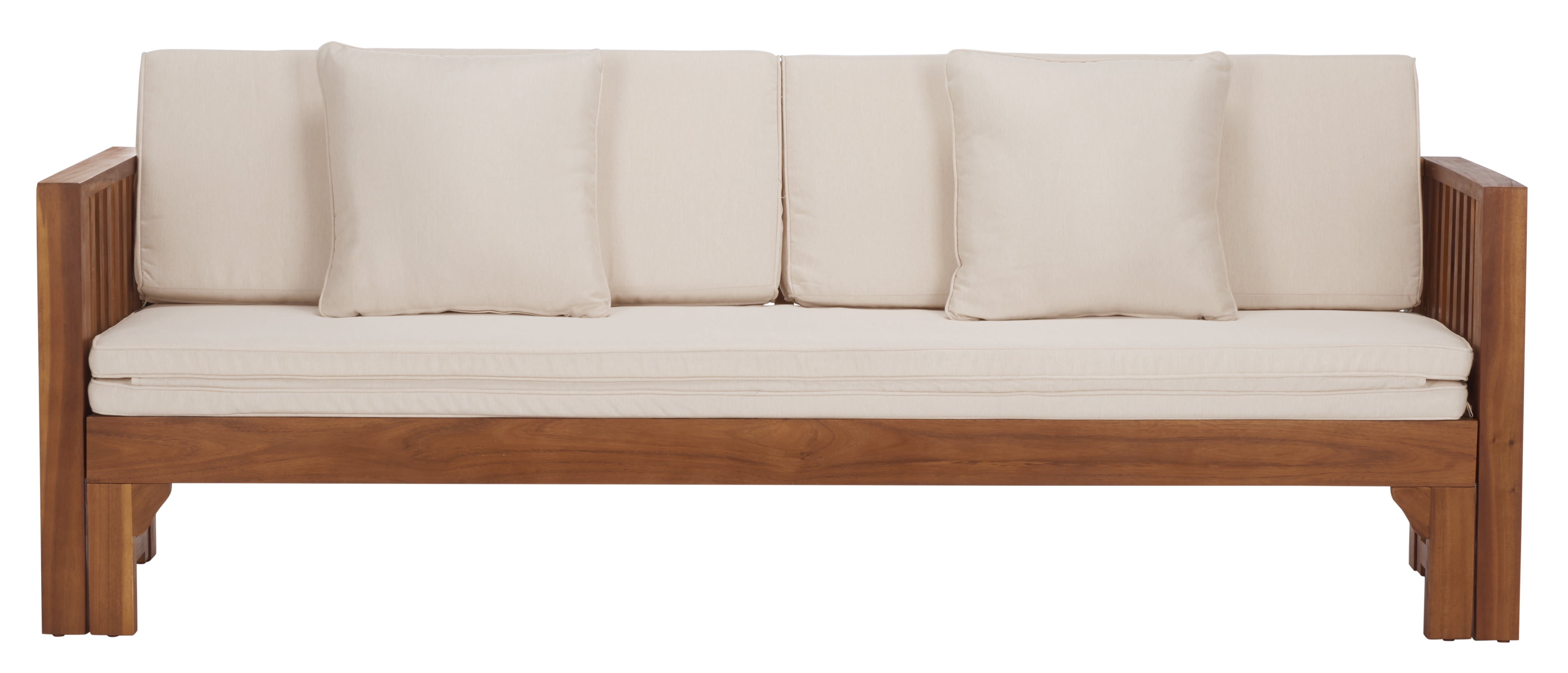 Safavieh Wood Traditional Outdoor Daybed, Teak Brown/Cream - Walmart.com