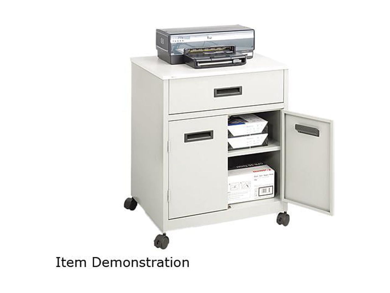 Safco 1870GR Steel Machine Stand w/Pullout Drawer, 25w x 20d x 29-3/4h ...