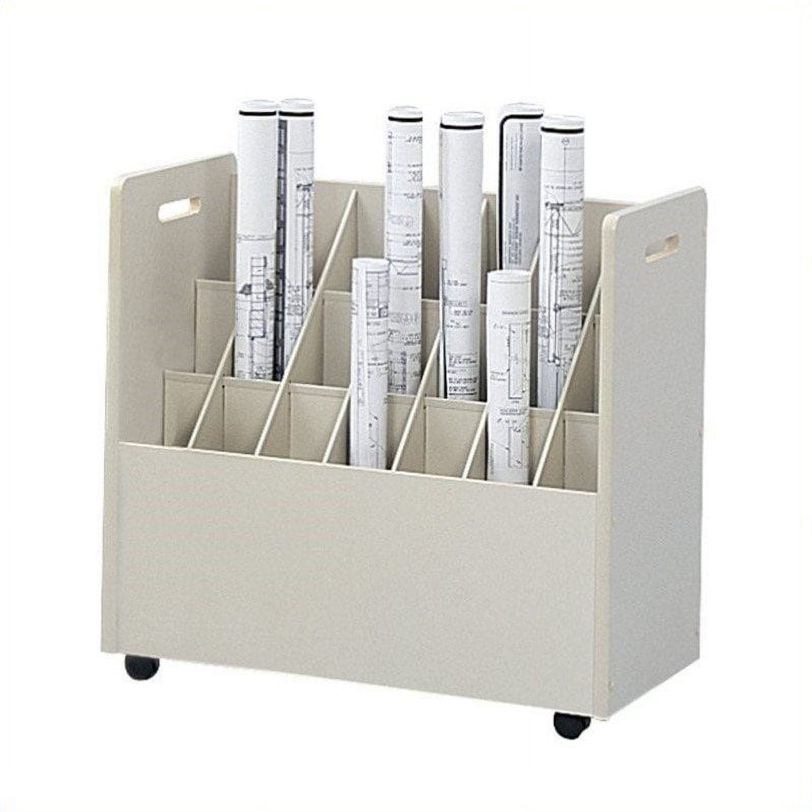 Safco 21 Compartment Mobile Wood Roll Files Organizer in Putty ...