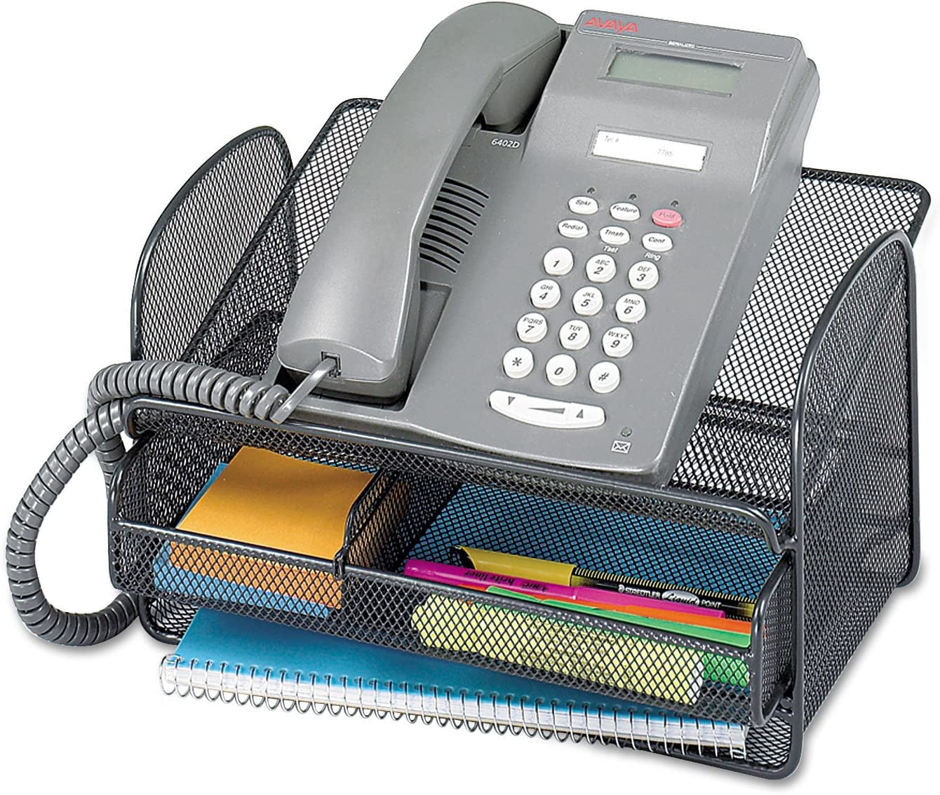 Safco 2160BL Onyx Angled Mesh Steel Telephone Stand 11 3/4 x 9 1/4 x 7 ...