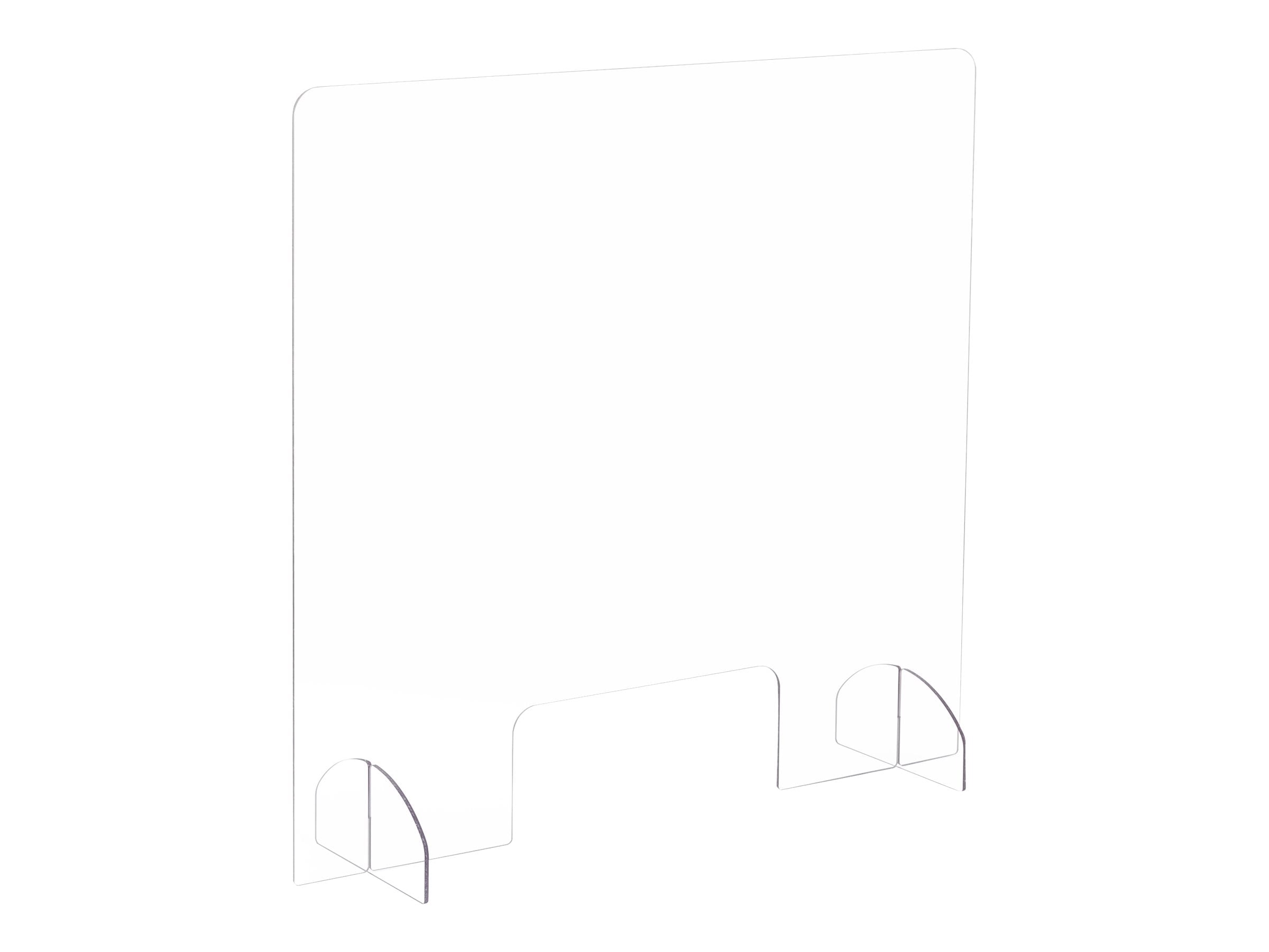 Safco 28" Portable Freestanding Clear Acrylic Sneeze Guard with Pass ...
