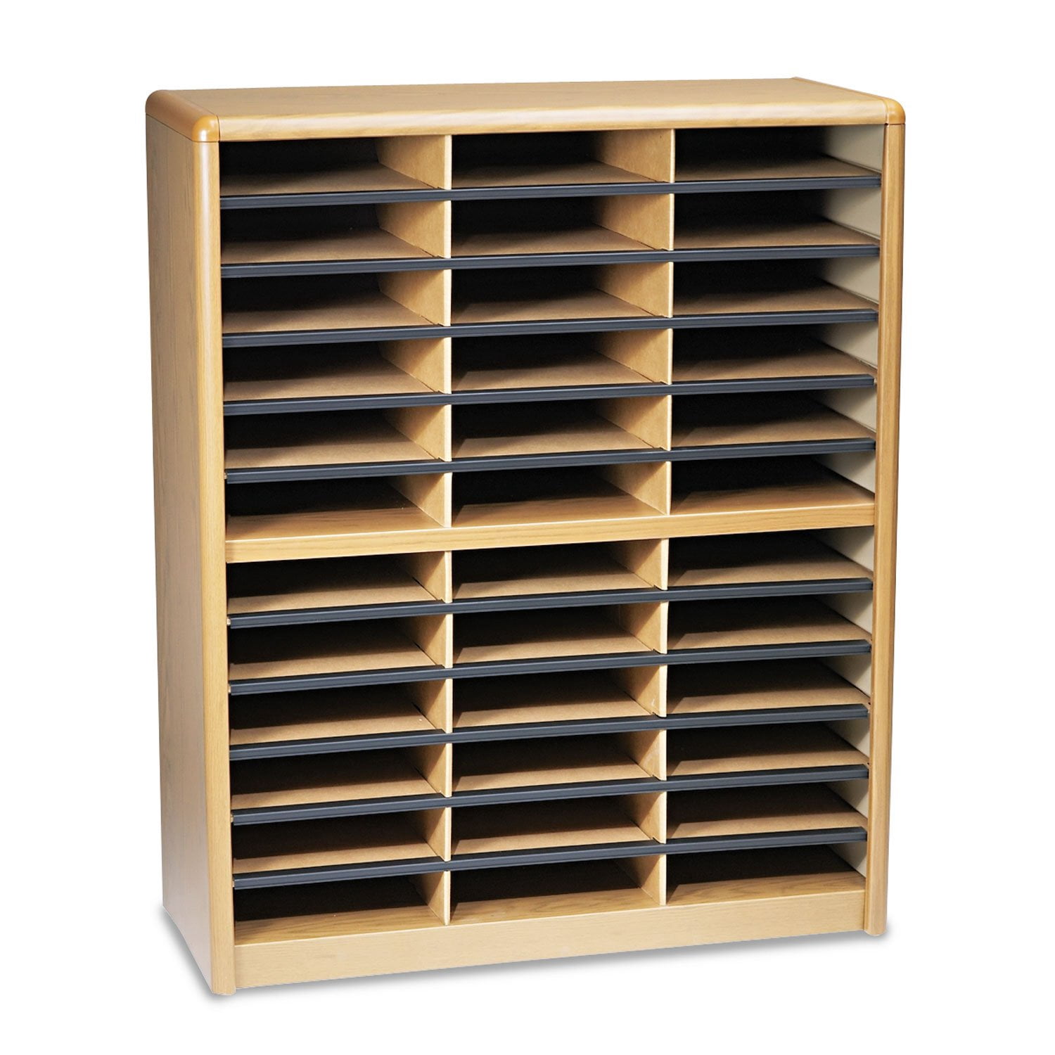 Safco 36 Compartment Value Sorter Metal File Organizer in Medium Oak ...