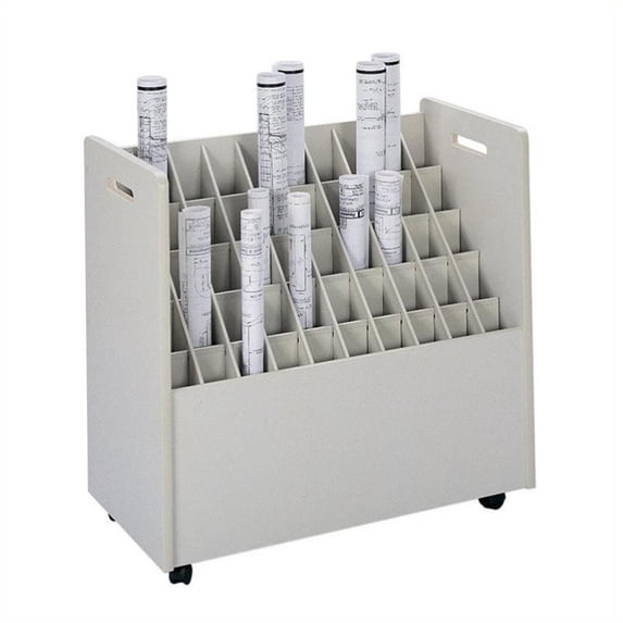 Safco 50 Compartment Mobile Wood Roll Files Storage in Putty - Walmart.com