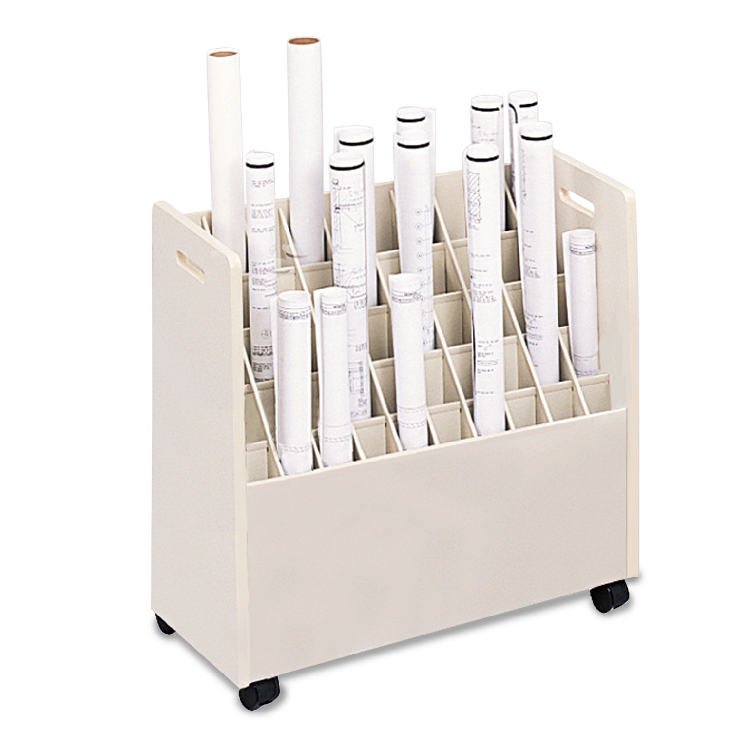 Safco 50 Compartment Mobile Wood Roll Files Storage in Putty - Walmart.com