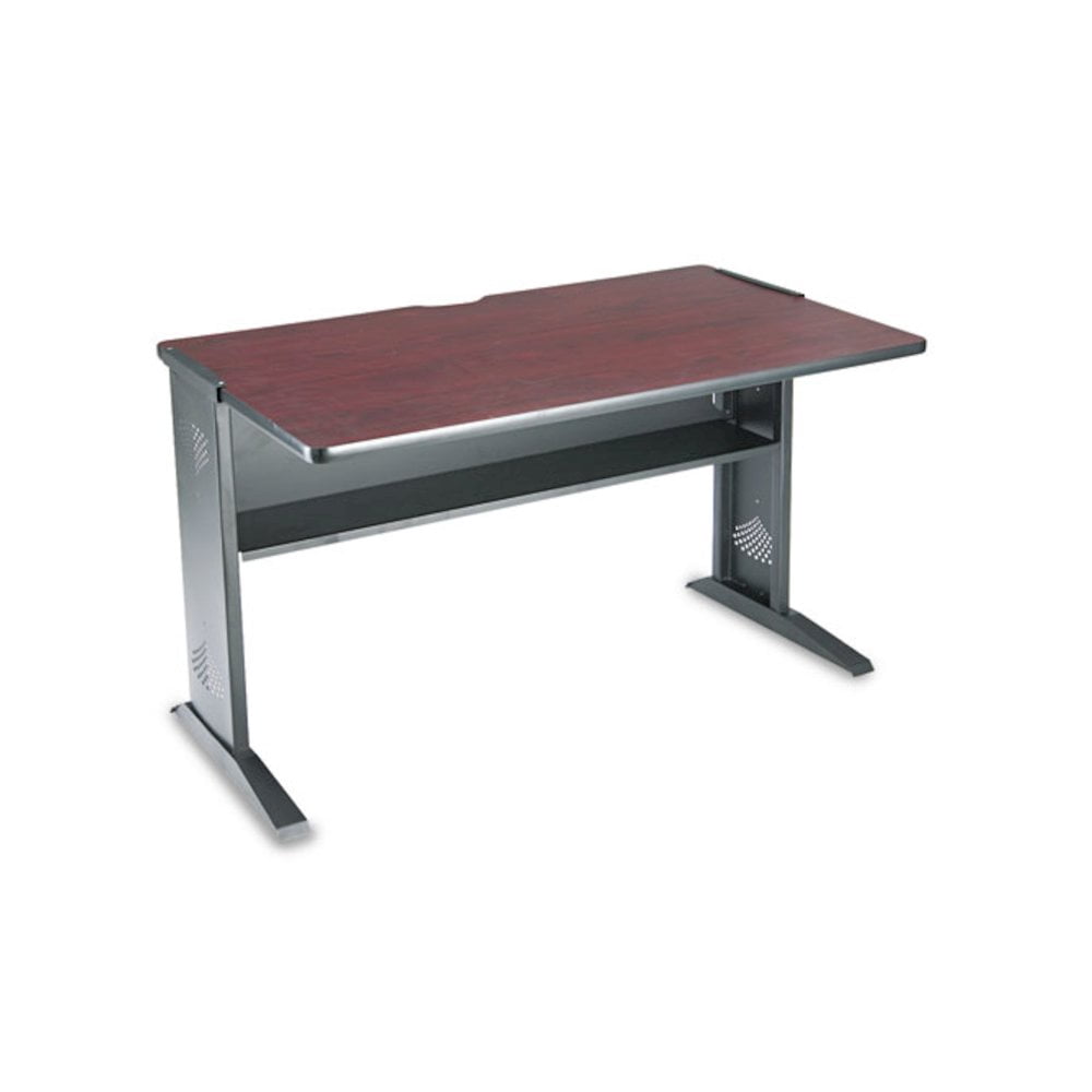 Safco 48" Reversible Top Wood Computer Desk Credenza in Mahogany and ...