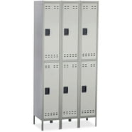 Tennsco Three Wide Closed Locker Base, 36w x 18d x 6h, Medium Gray ...