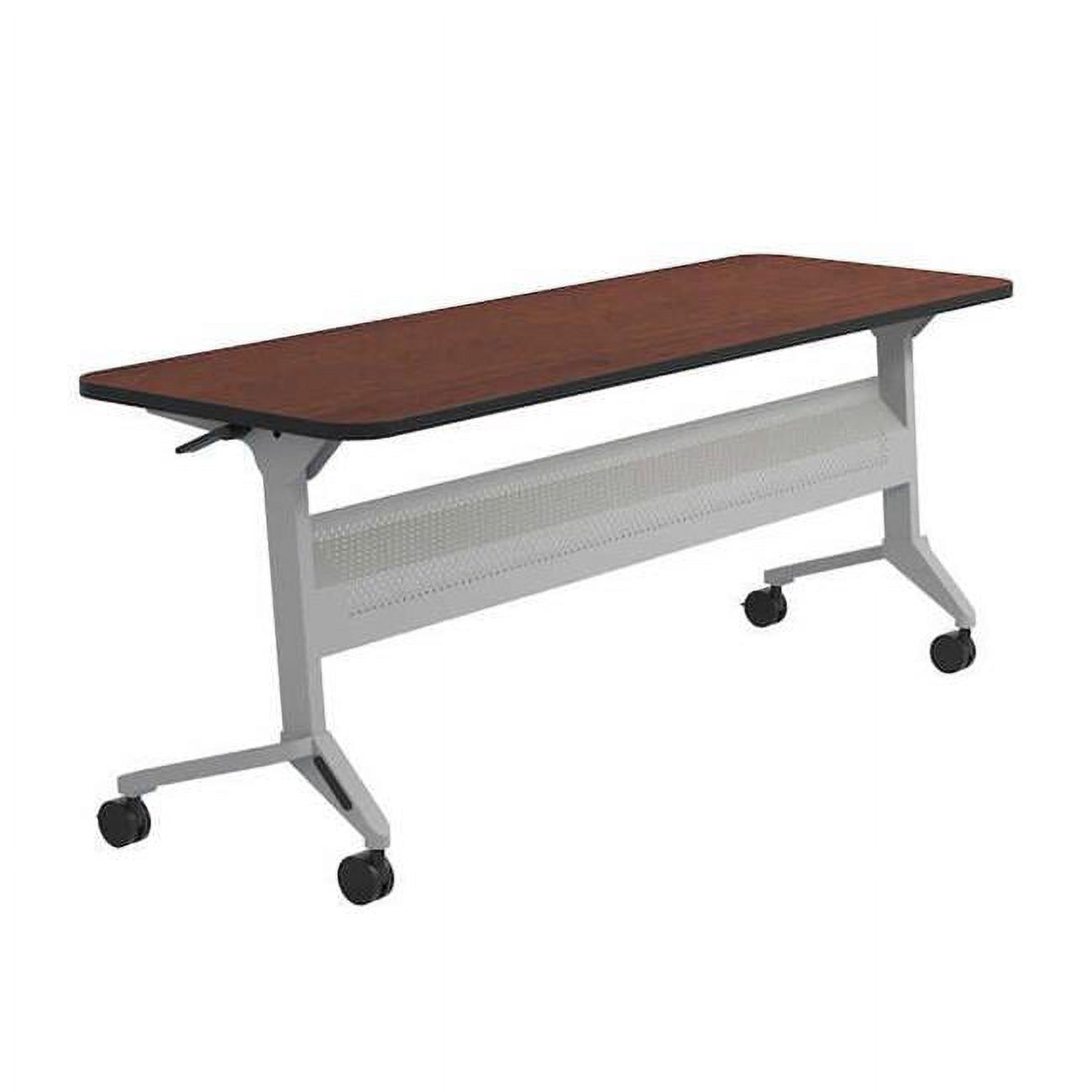 Safco Flip-N-Go Rectangular Training Table - Silver & Regal Mahogany ...