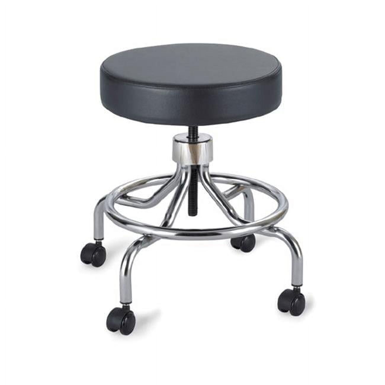 Safco Lab Stool-Manual Low Base in Black - Vinyl Upholstered Rolling ...