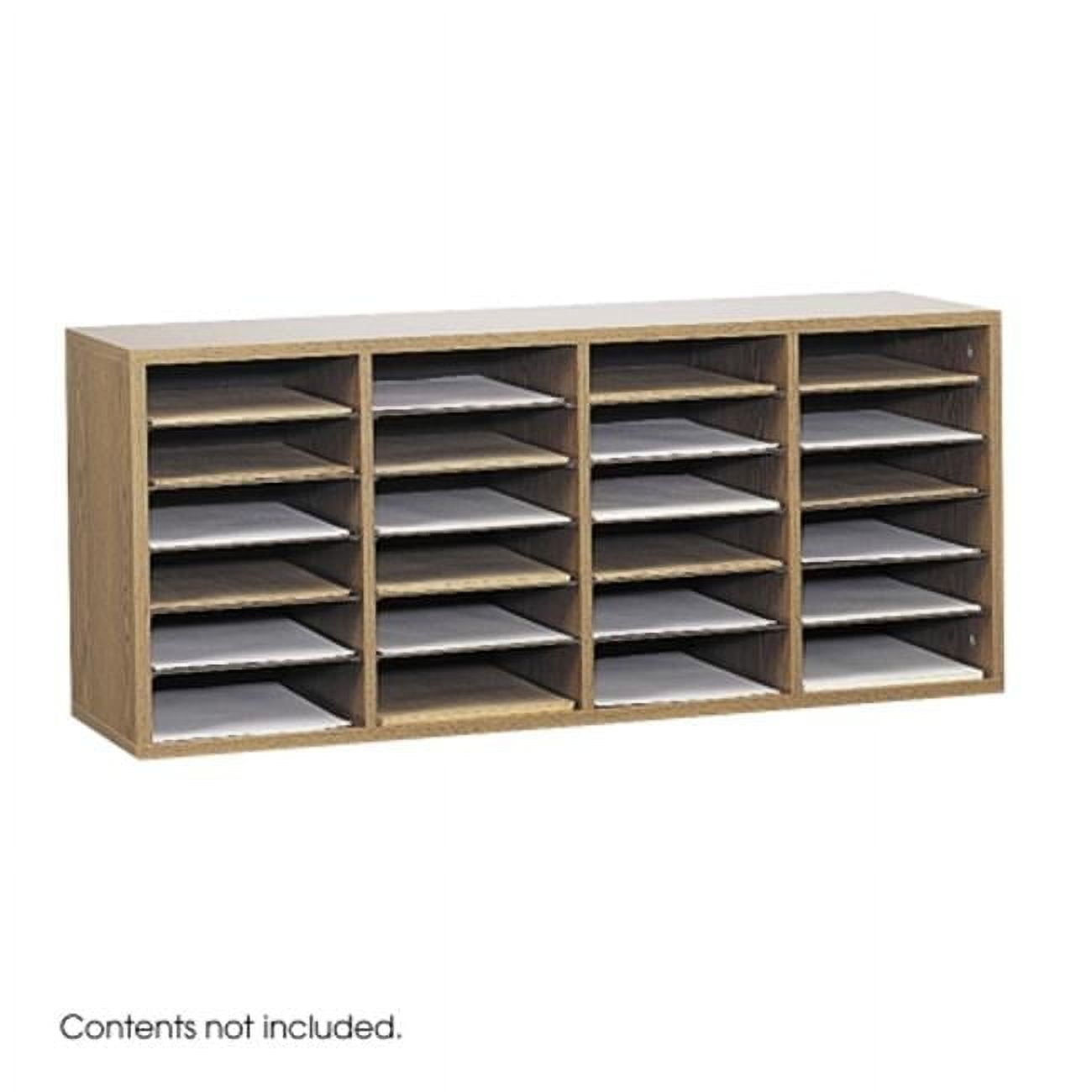 Safco Oak Wood Adjustable Literature Organizer- 24 Compartment ...