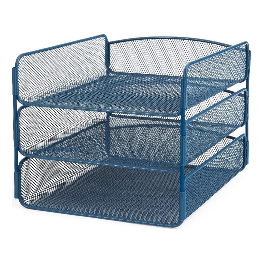Free Shipping! Safco Onyx 3 Tray Steel Metal Desk Organizer in Blue ...