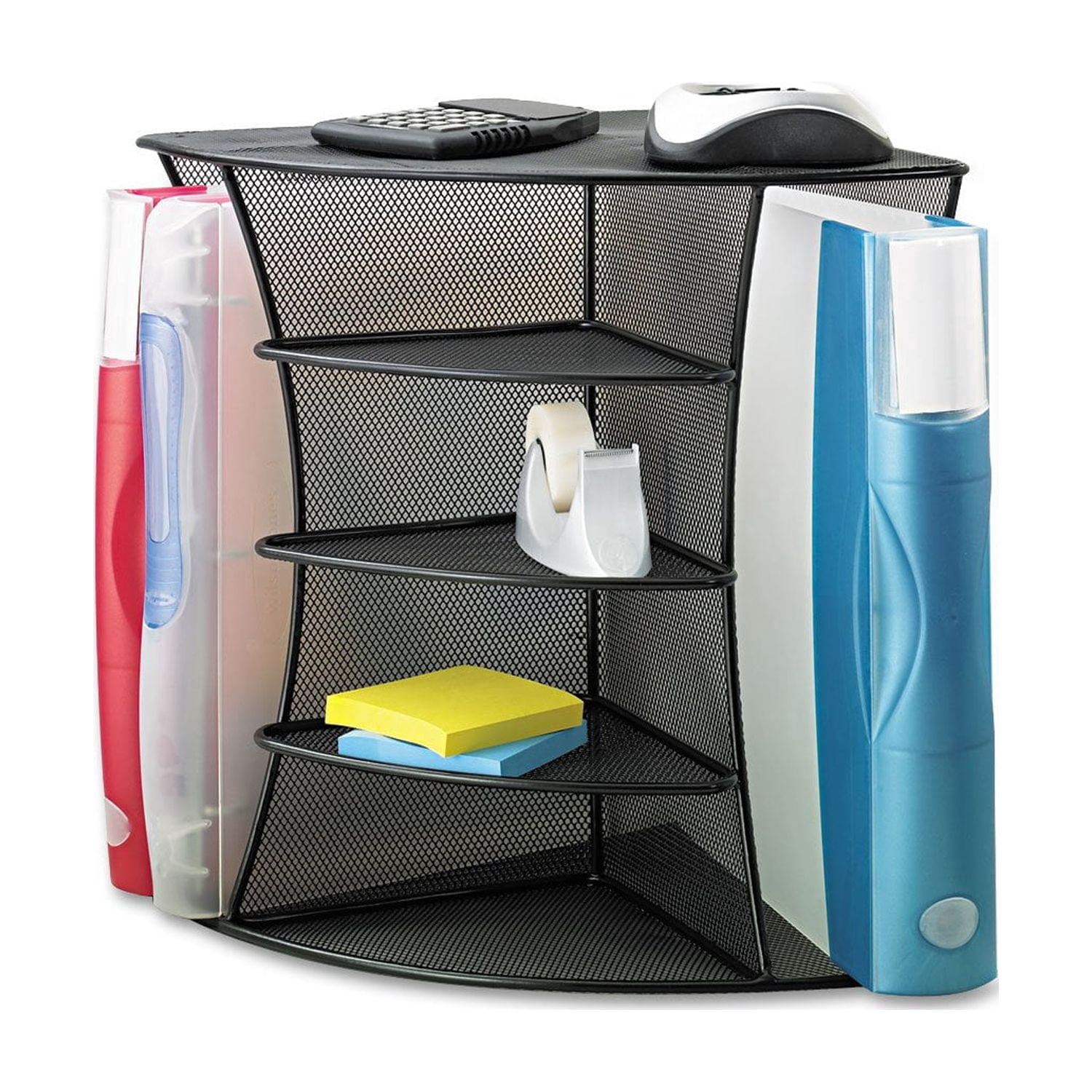 Safco Onyx Black Mesh Corner Desk Organizer - Office Supplies, Storage ...