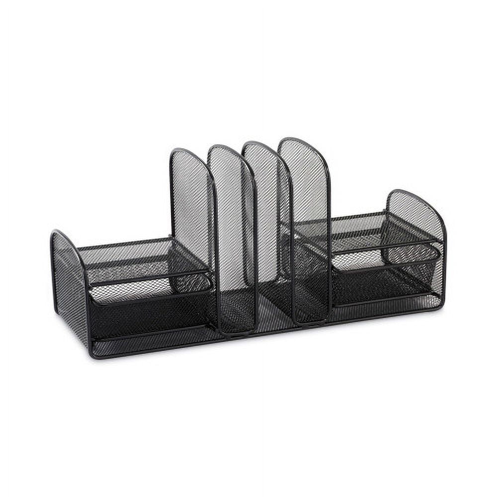 Safco Onyx Mesh Desk Organizer, Three Sections/Two Baskets, Steel Mesh ...