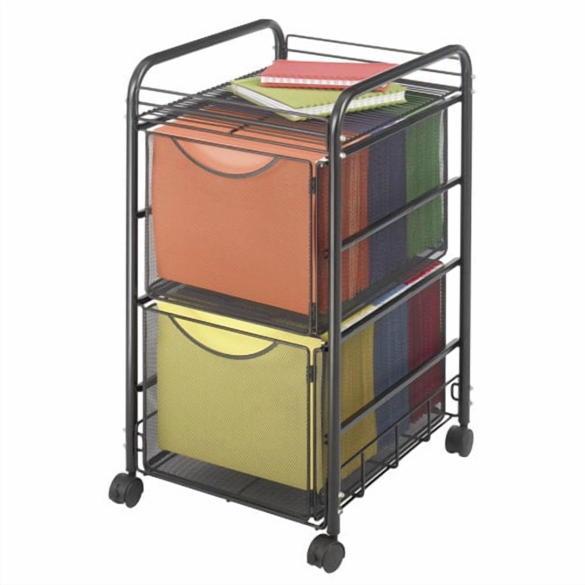 Safco Onyx Organizer Mesh File Cart with 2 Drawers, Rolling Wheels for ...