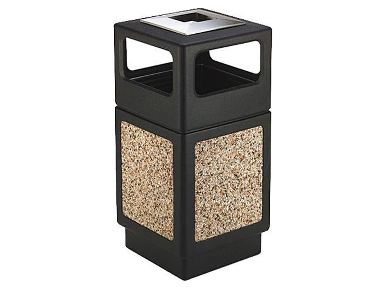 Safco® Plastic/Stone Aggregate Receptacle, 38 Gallons, 39" x 18 1/4" x ...