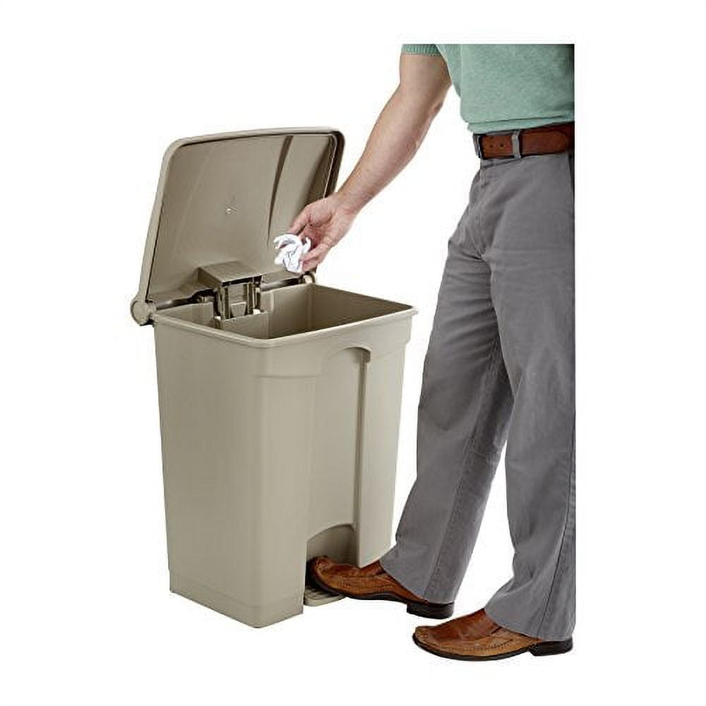 Safco Products Plastic Step-On Trash Can 9922TN, Tan, Hands-free ...