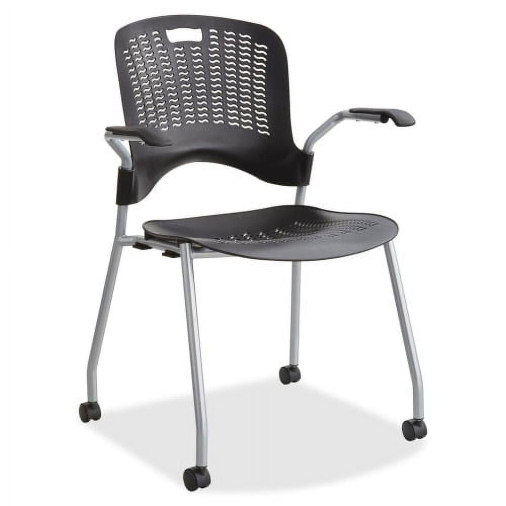 Safco Sassy Office Stack Chairs - Black Polypropylene Seat with Arms ...