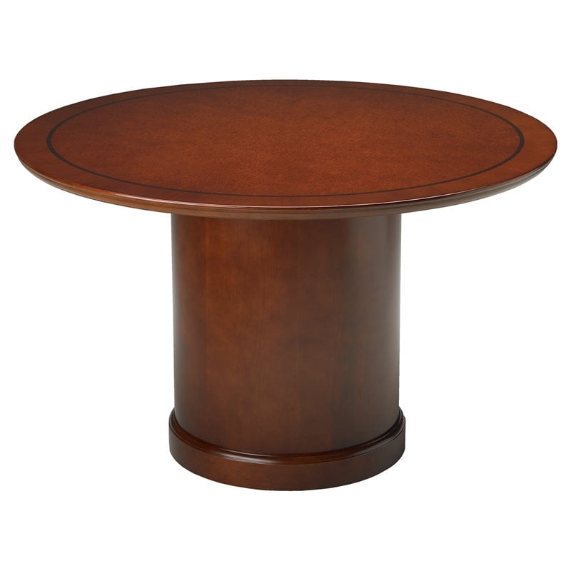 Safco Sorrento 4' Round Conference Table with Column Base in Bourbon ...