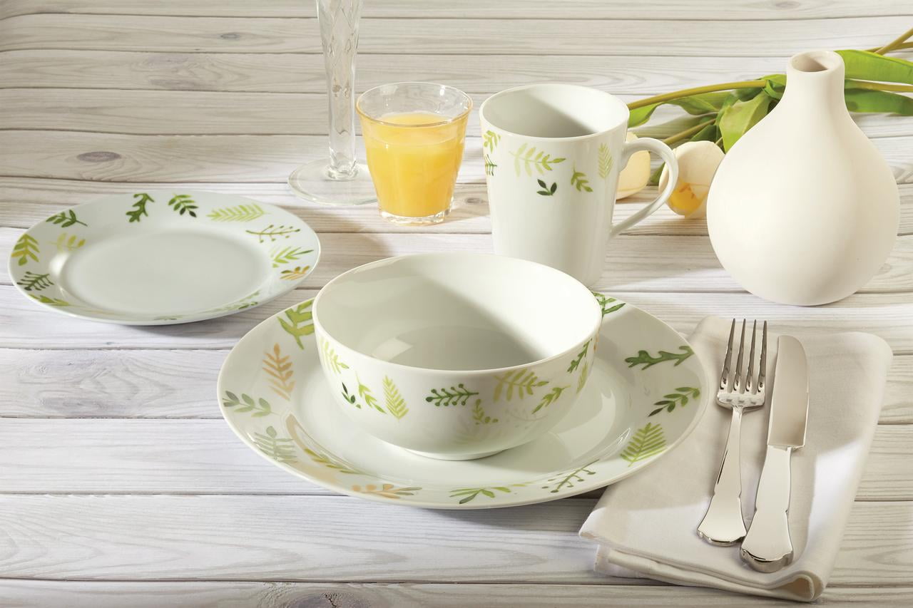 Safdie & Co. 16-Piece Dinnerware Set, White, Greenery - Walmart.com