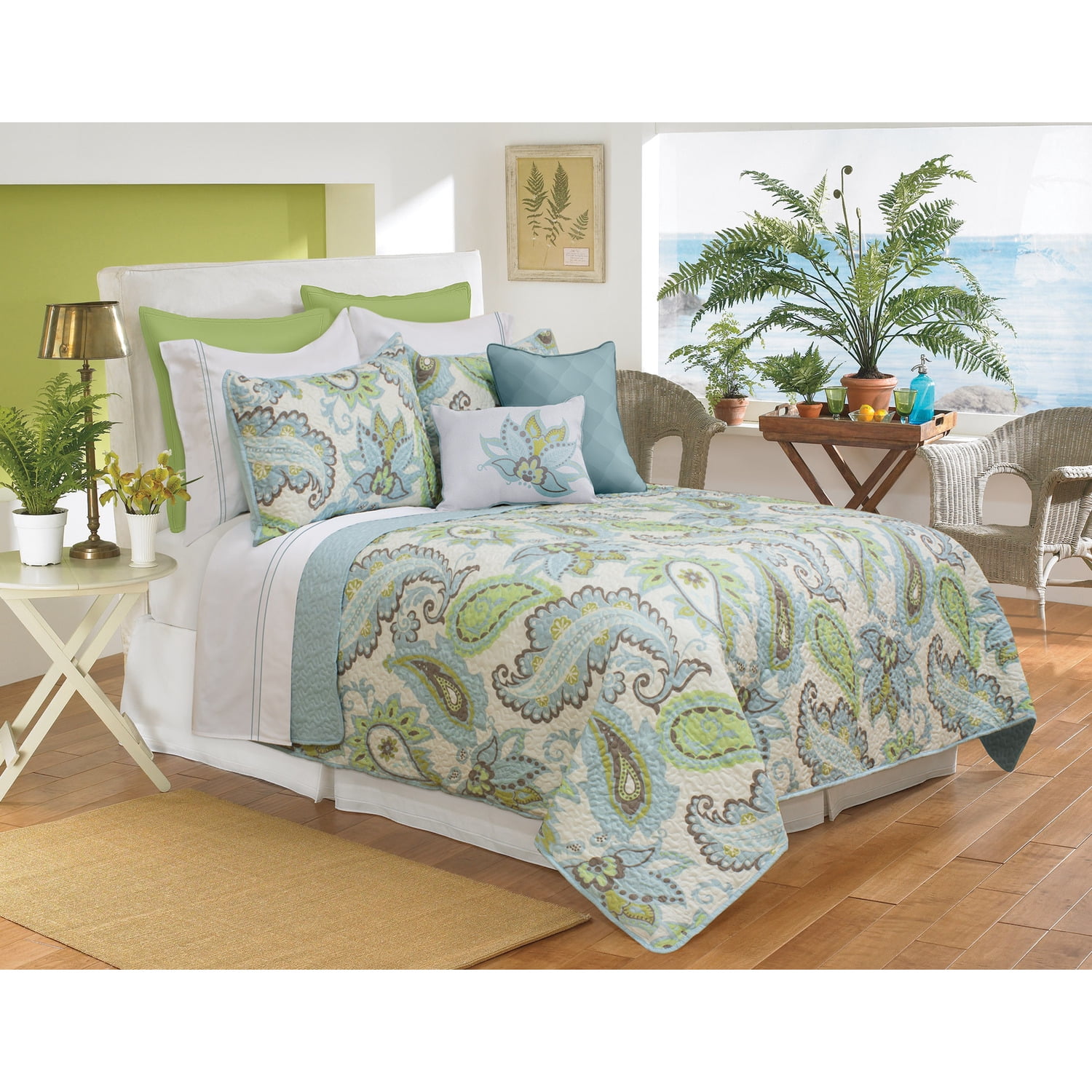 Quilt 2PC Set Twin Katy Aqua - Walmart.com
