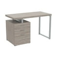 Safdie & Co. 47.25"L 3-Drawers Silver Metal Computer Desk in Dark Taupe ...